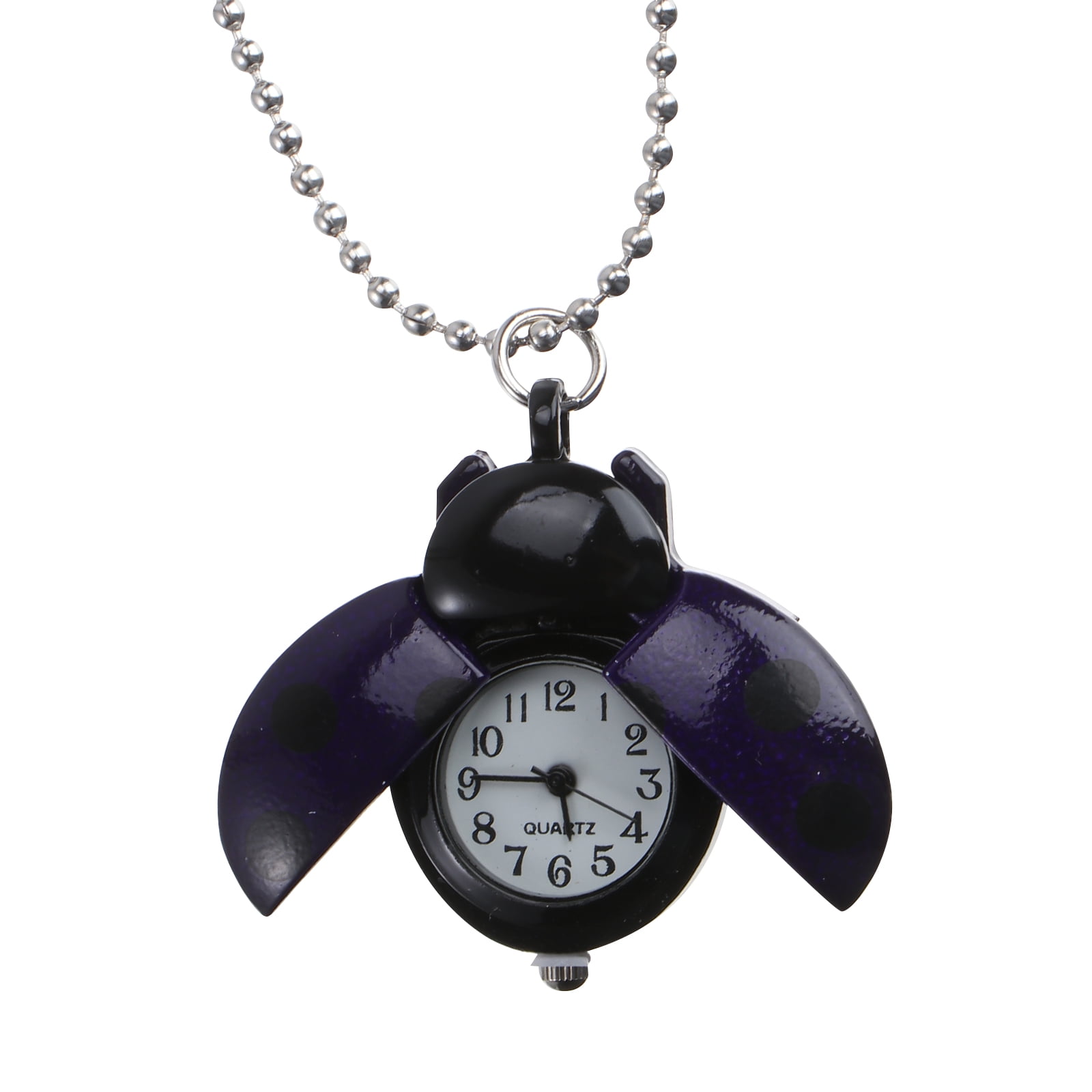 Howooi Purple Retro Pocket Watch Creative Ladybug Shape Vintage Quartz ...