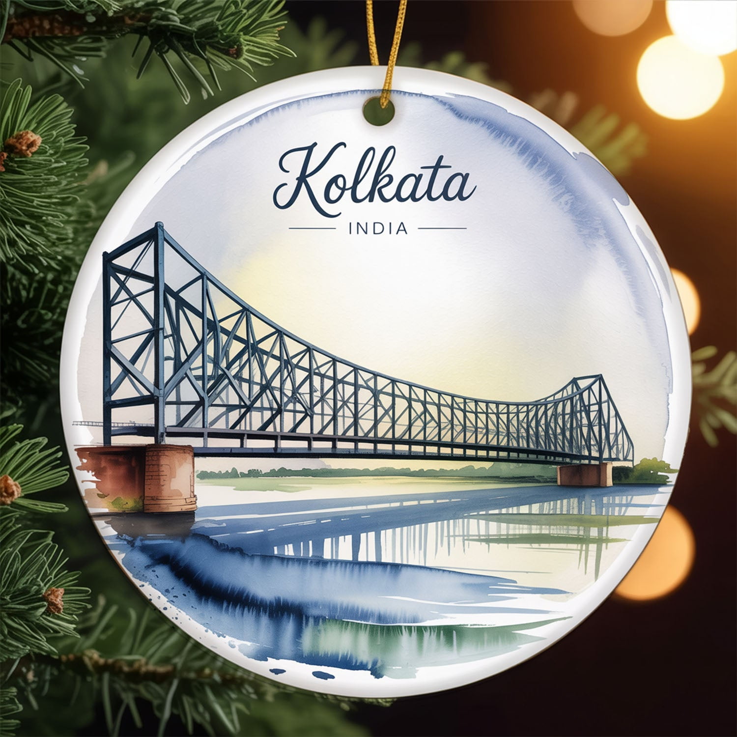 Howrah Bridge – Kolkata, India, Travel Ornament – Ceramic Ornament for ...