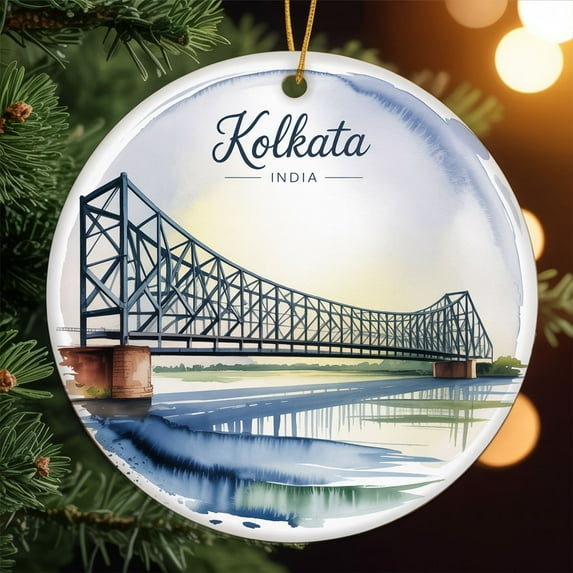 Howrah Bridge – Kolkata, India, Travel Ornament – Ceramic Ornament for ...