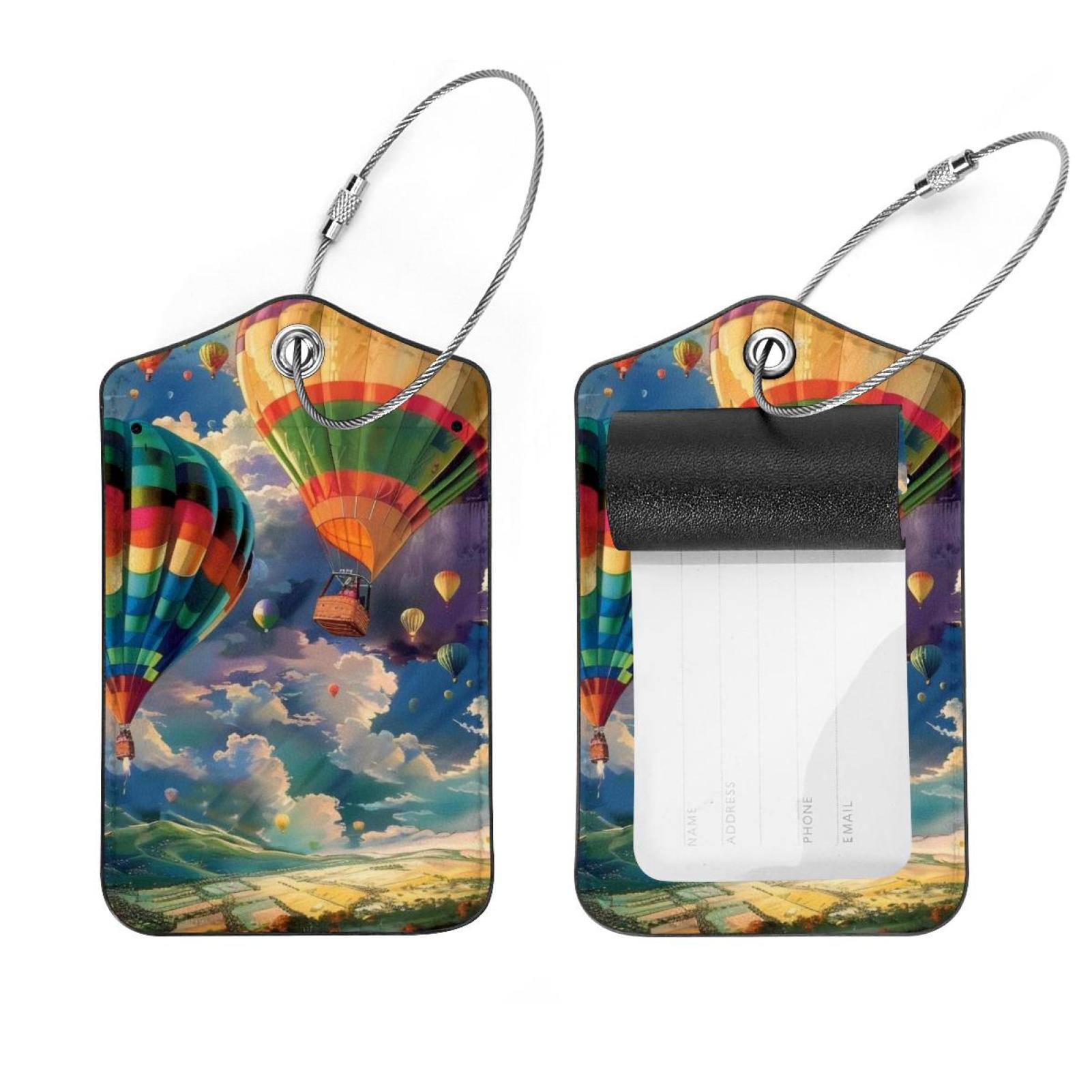 Hoy Air Balloons Art Luggage Tags with Stainless Steel Loop, 2 Pack ...