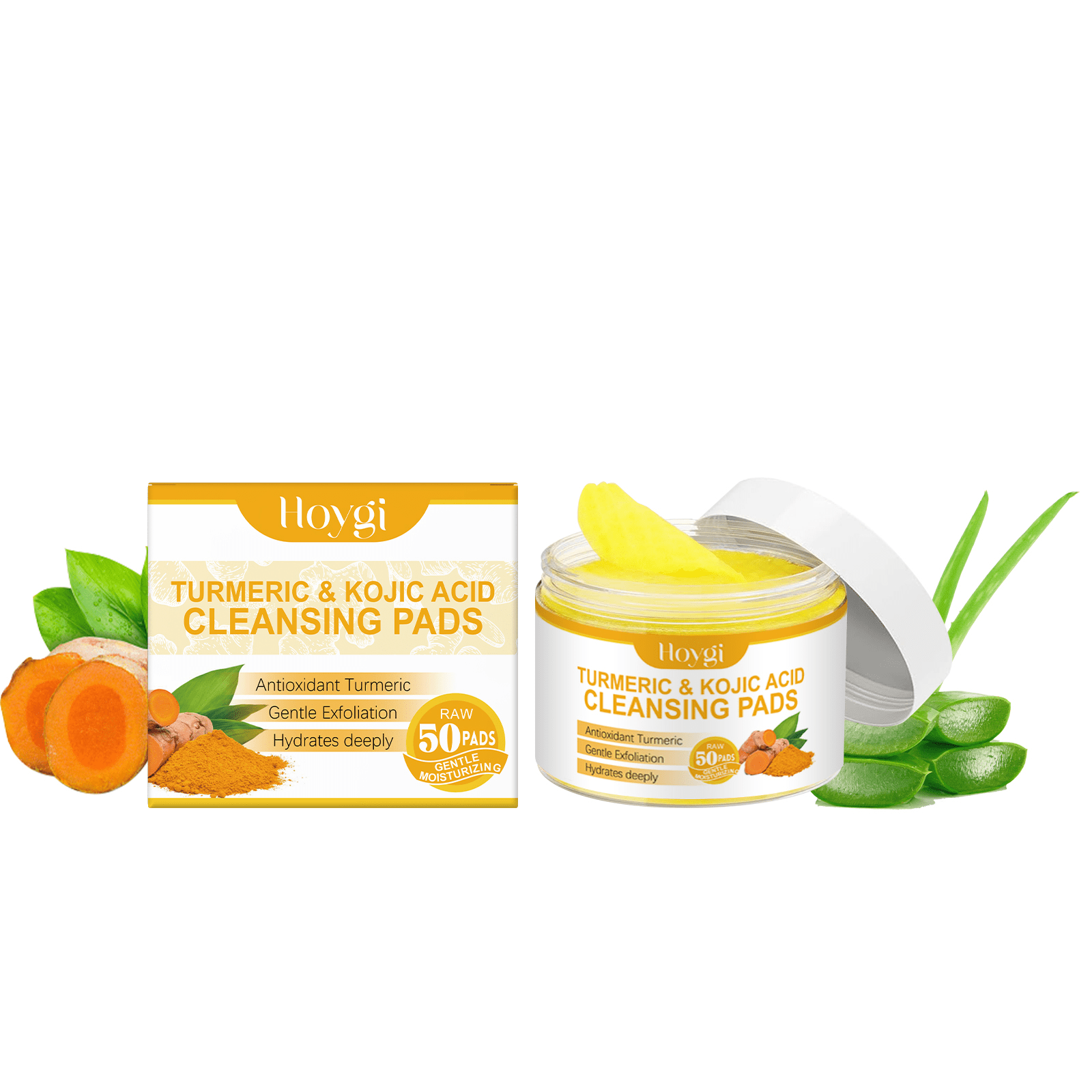 Hoygi Turmeric Acid Cleansing Pads - Brightening, Hydrating, and ...