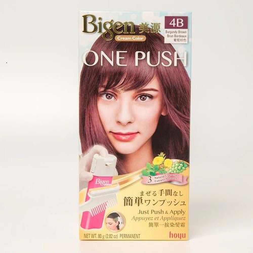 Hoyu Bigen Cream Color ONE PUSH Hair Dye Kit #4B Burgundy Brown (2 Pack ...