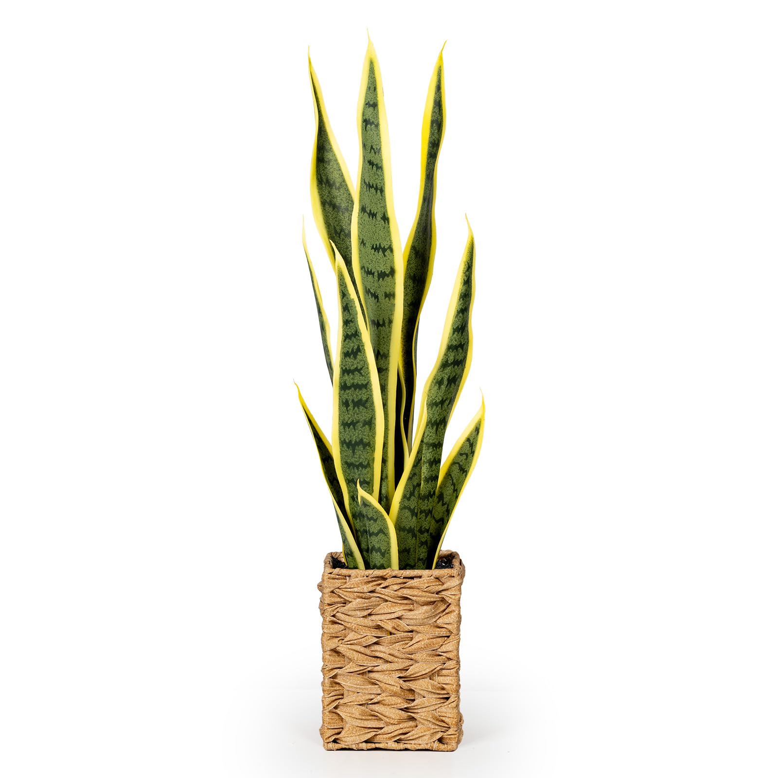 Hoyukasi Artificial Snake Plant 23 Inch,Faux Snake Plant with Woven ...