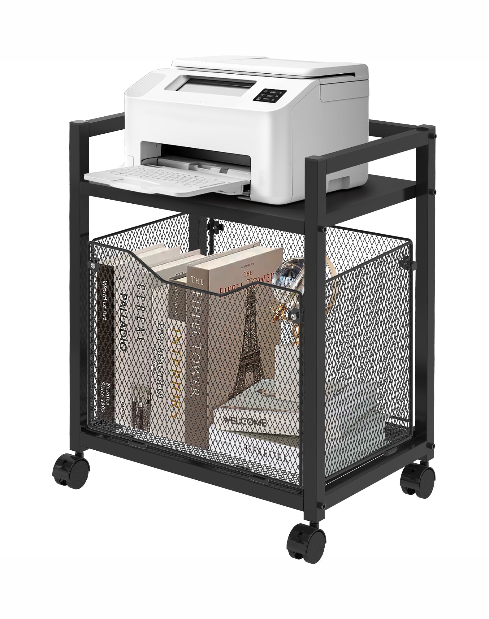Hoyweo 2 Tier Printer Stand，Mobile Printer Stand with Storage，Under ...