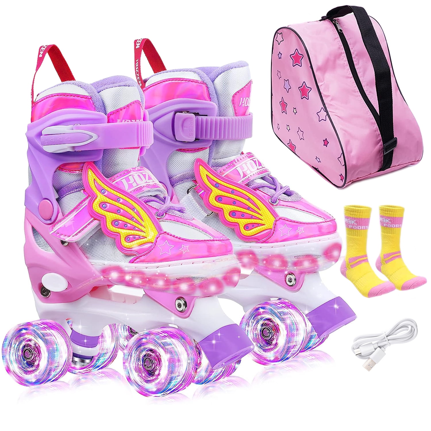 TITAN Flower Power Princess Girls Inline Skates with Light-Up LED Laces ...