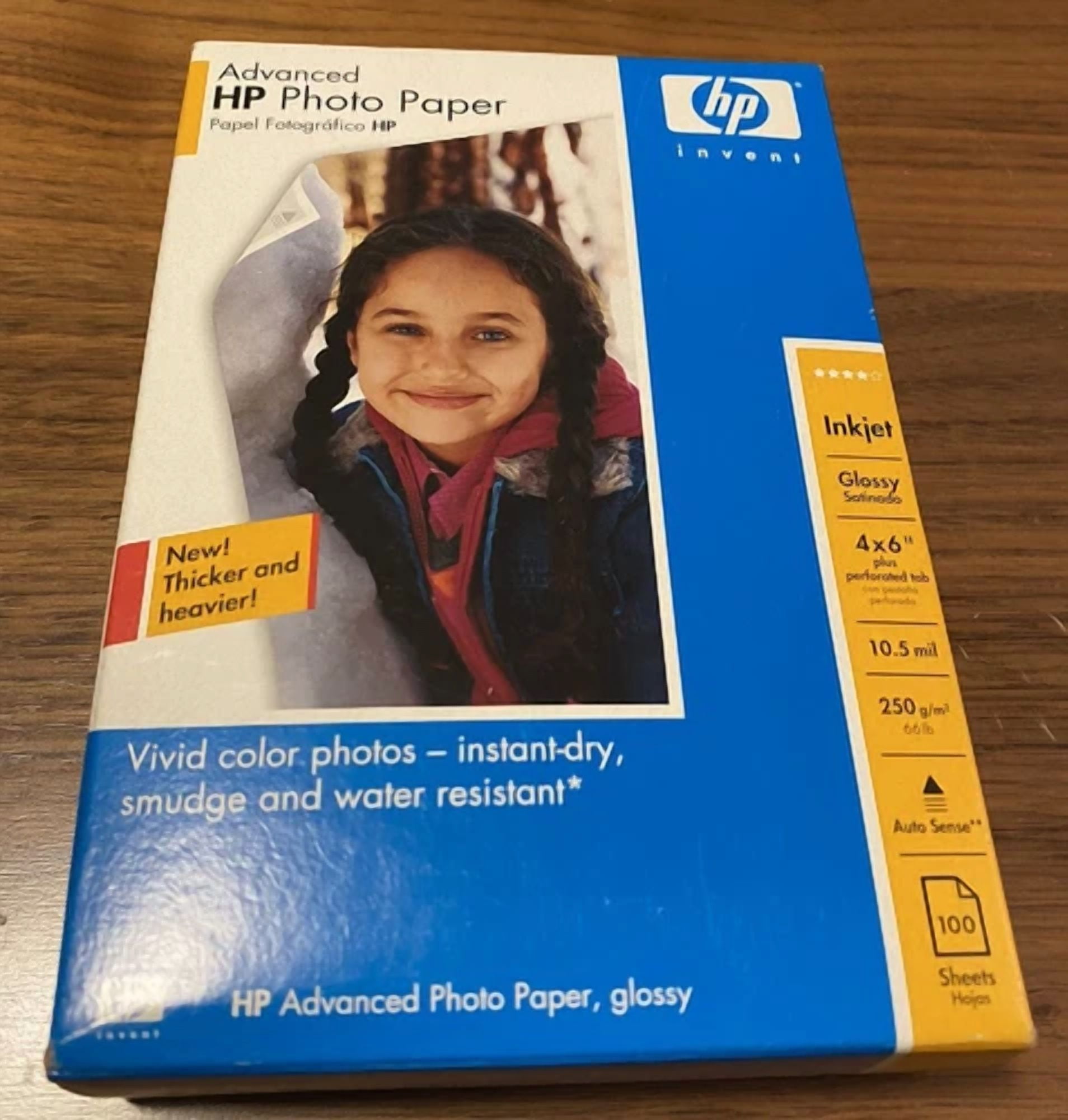 Hp Advanced Photo Paper 4"×6" Glossy Inkjet 10.5Mil 100 Sheets New Old ...