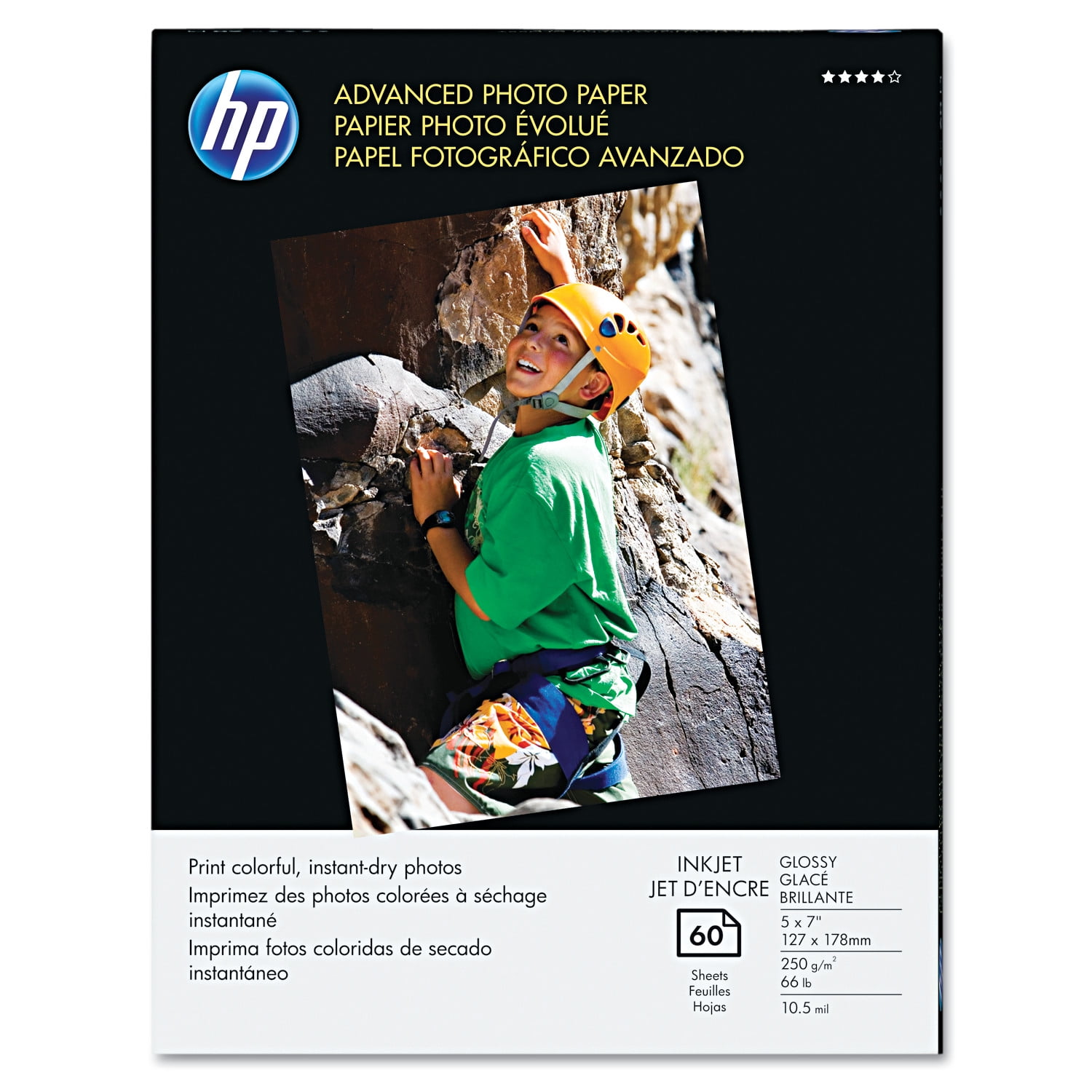 Hp Advanced Photo Paper 56 lbs. Glossy 5 x 7 60 Sheets/Pack Q8690A ...