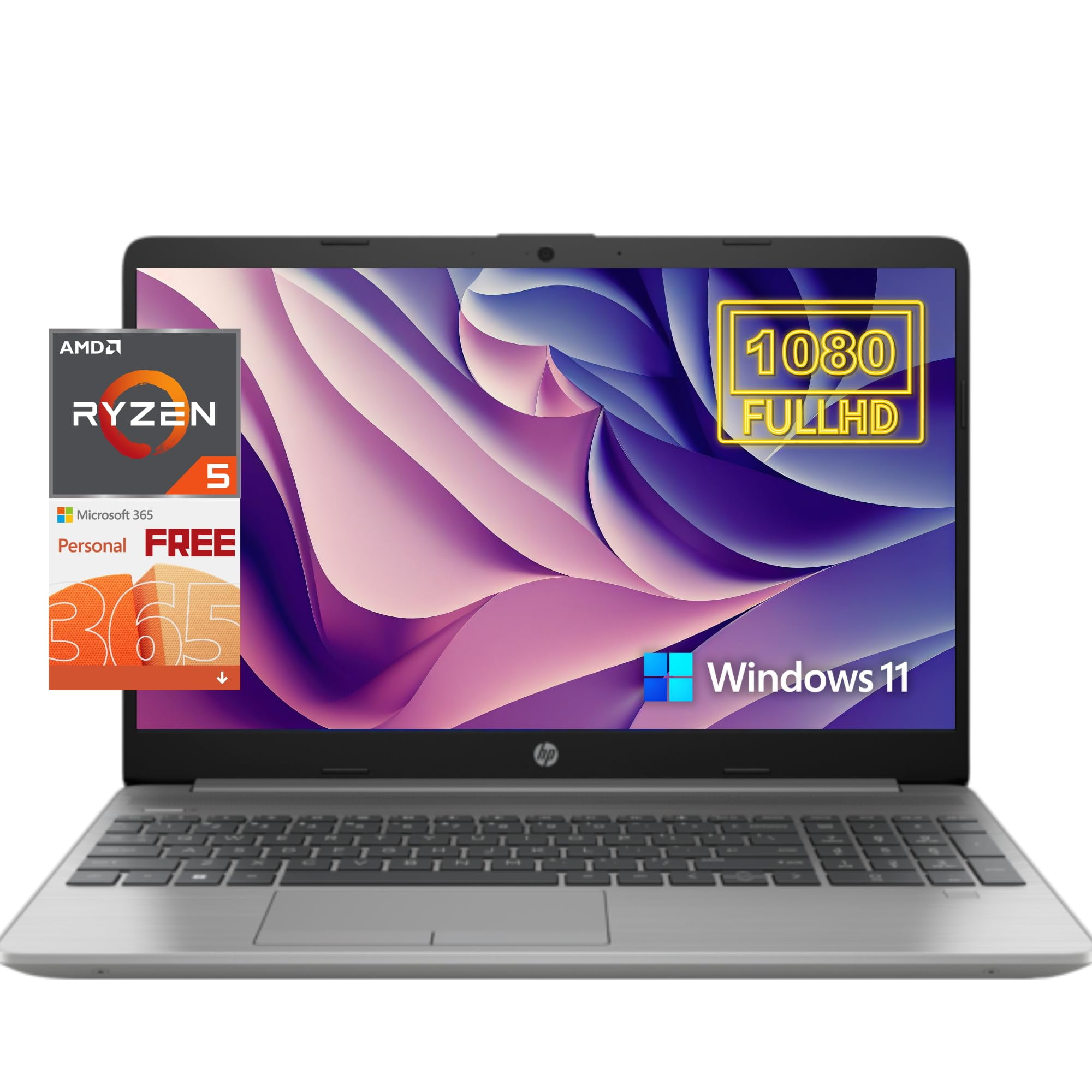 Hp Essential 255 G9 Laptop, 15.6" Anti-Glare FHD Display, AMD Ryzen 5 ...