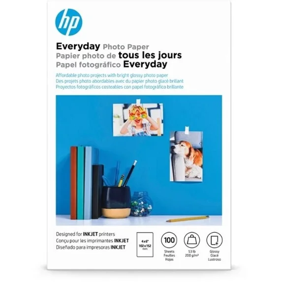 Hp - Everyday Glossy 4" X 6" Photo Paper - 100 Count - White - Walmart.com