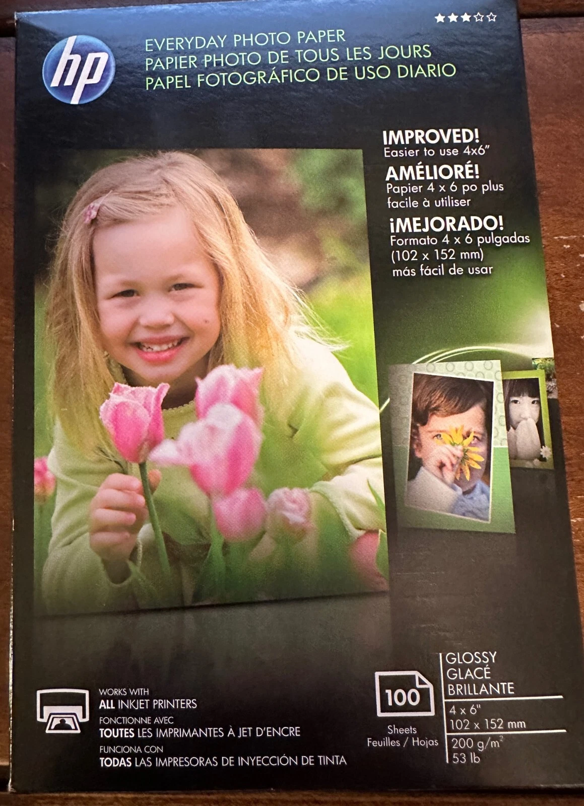 Hp Everyday Glossy Photo Paper - Hewlett Packard - 100 Sheets 4X6 ...