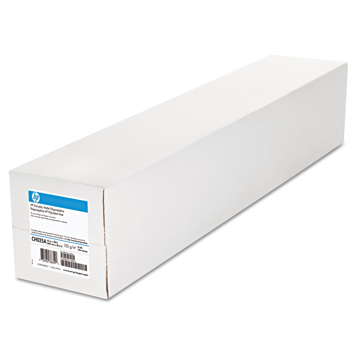 "HP Everyday Matte White Polypropylene Film, 8 mil, 42"" x 100 ft, 2 ...