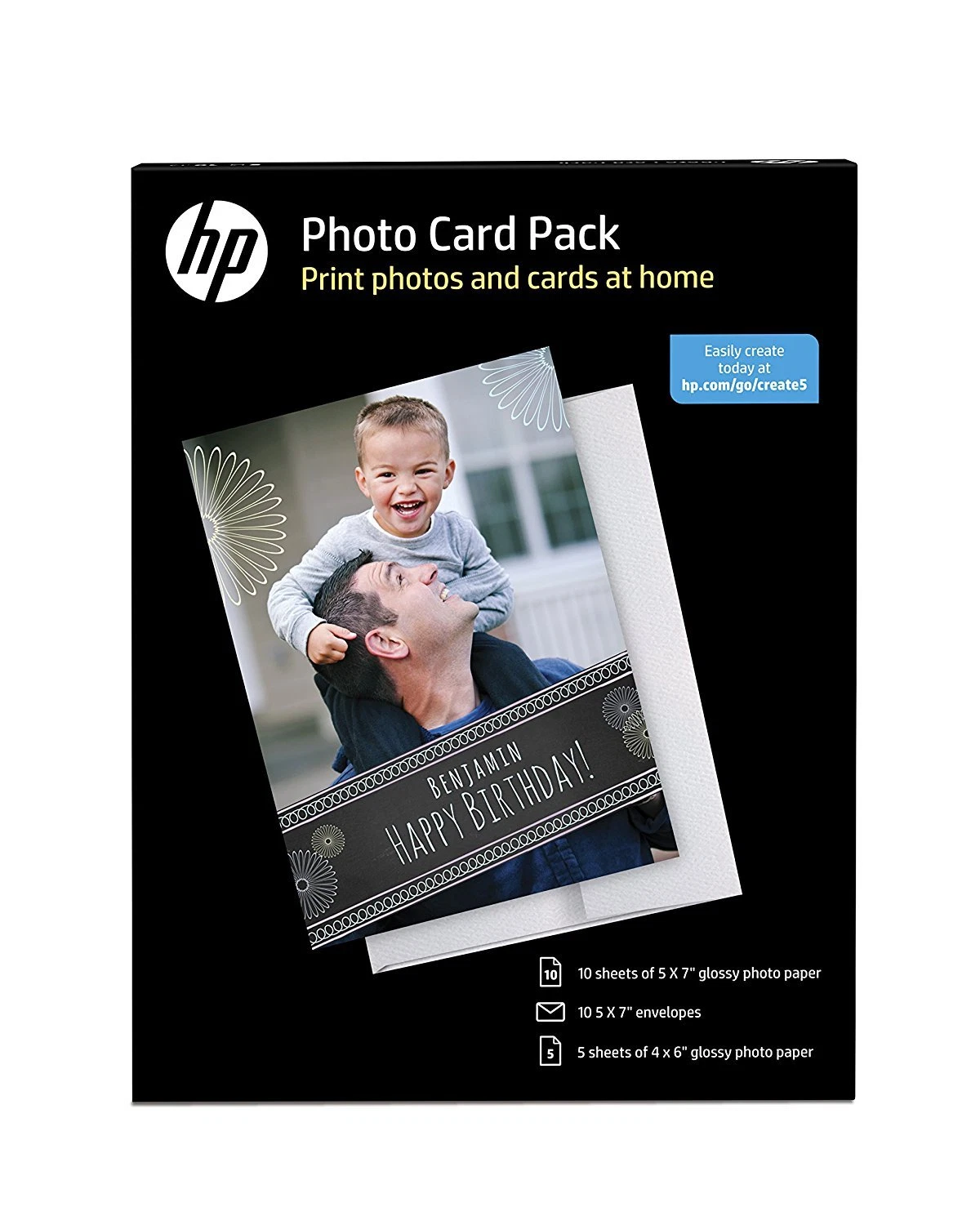 Hp Photo Card Pack, Assorted Sheet Size, 10 Envelopes, White ...
