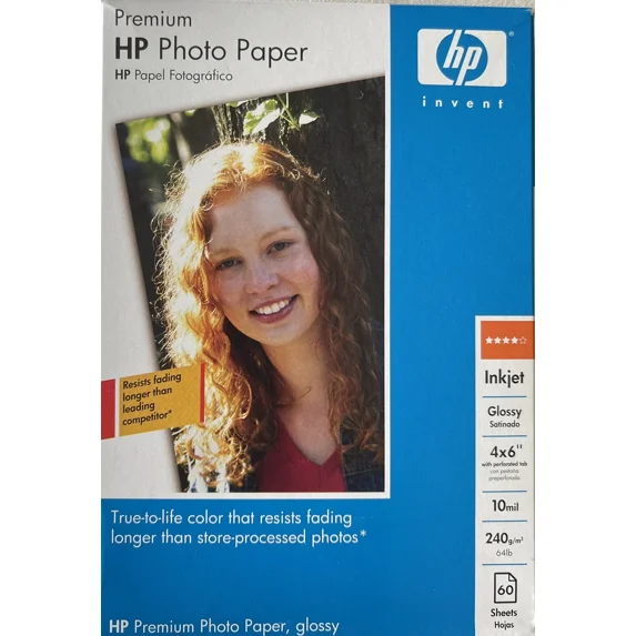 Hp Premium Glossy Photo Paper 4 X 6 60-Sheets Factory-Sealed. Q1989A ...