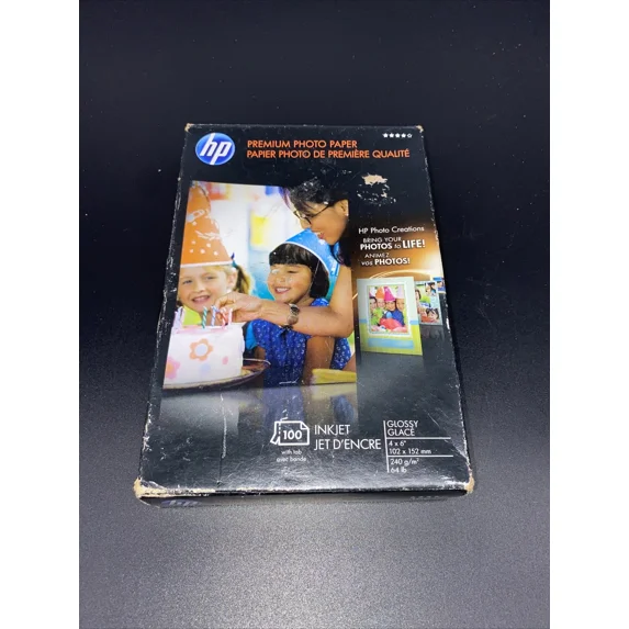 Hp Premium Photo Paper For Inkjet Printer 4X6 100 Sheets Glossy Glace ...