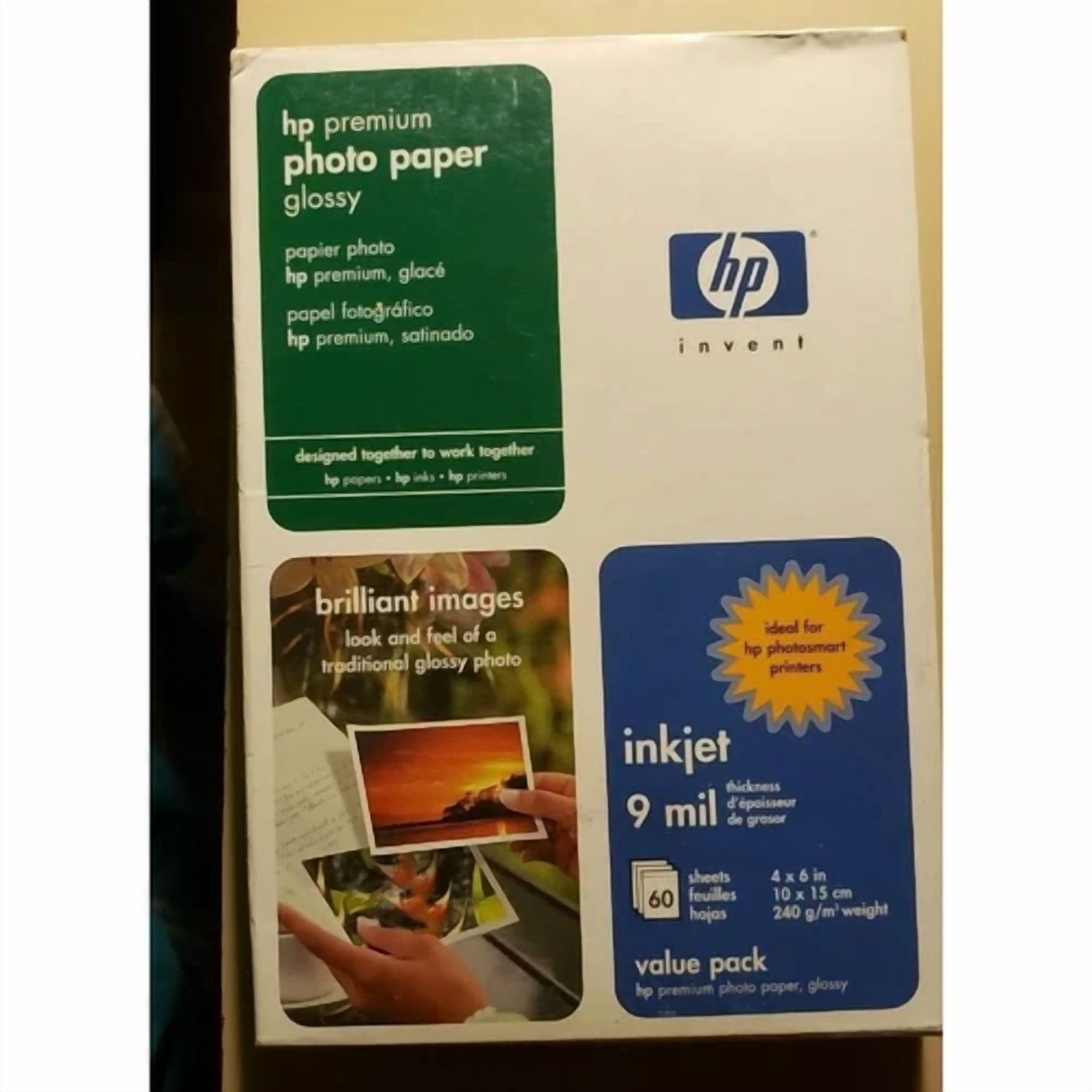 Hp Premium Photo Paper Glossy - 9 Mil Inkjet 4" X 6" 60 Sheet - Brand ...