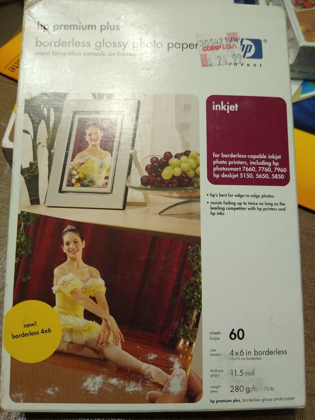 Hp Premium Plus Borderless Glossy Photo Paper 4 X 6 60 Count Sheets ...