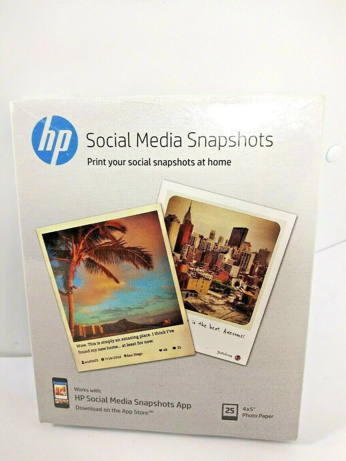 Hp Social Media Snapshots 4" X 5" Photo Paper Sheets 25 Count, New Free ...