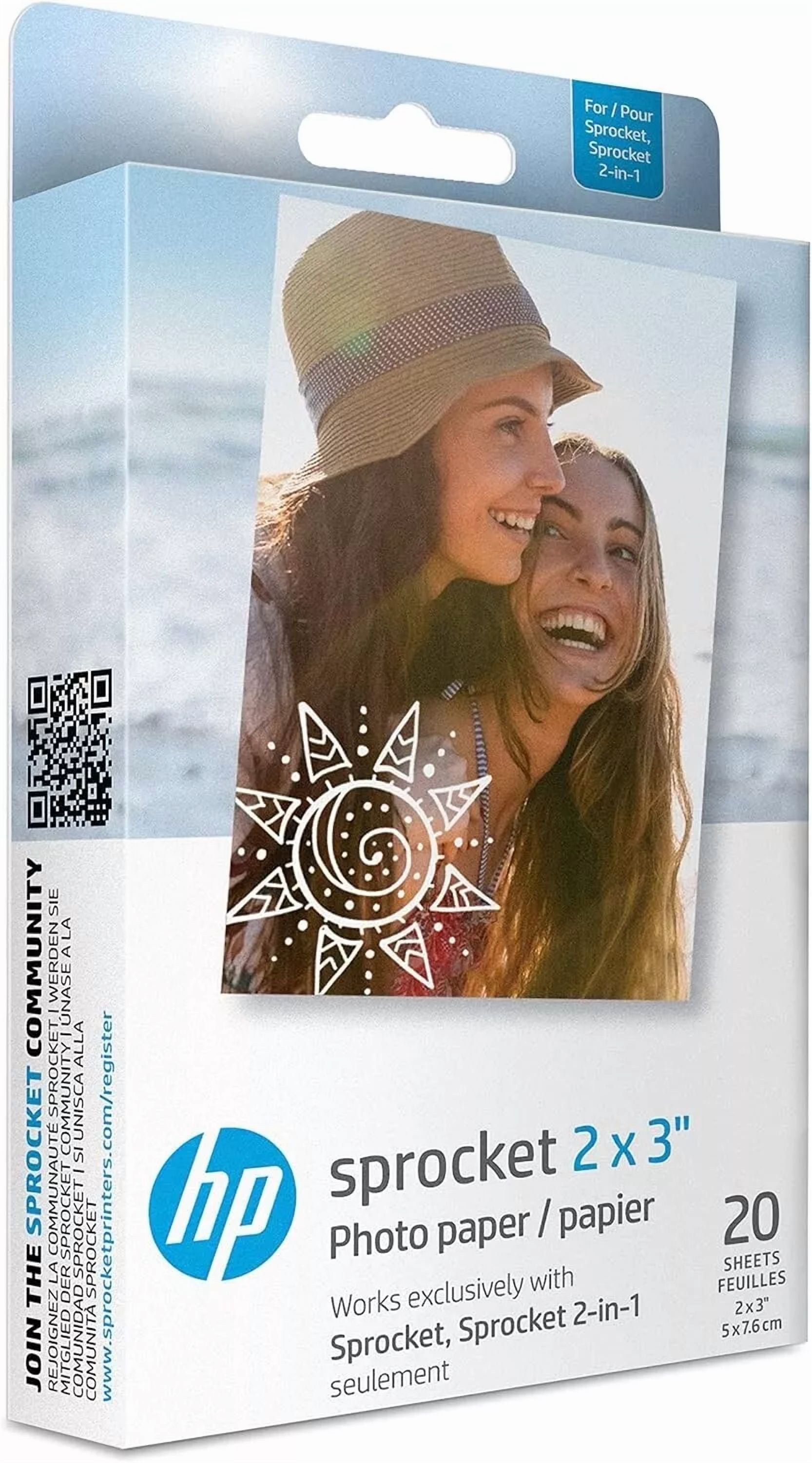Hp Sprocket 2X3" Premium Zink Sticky Back Photo Paper (20 Sheets ...