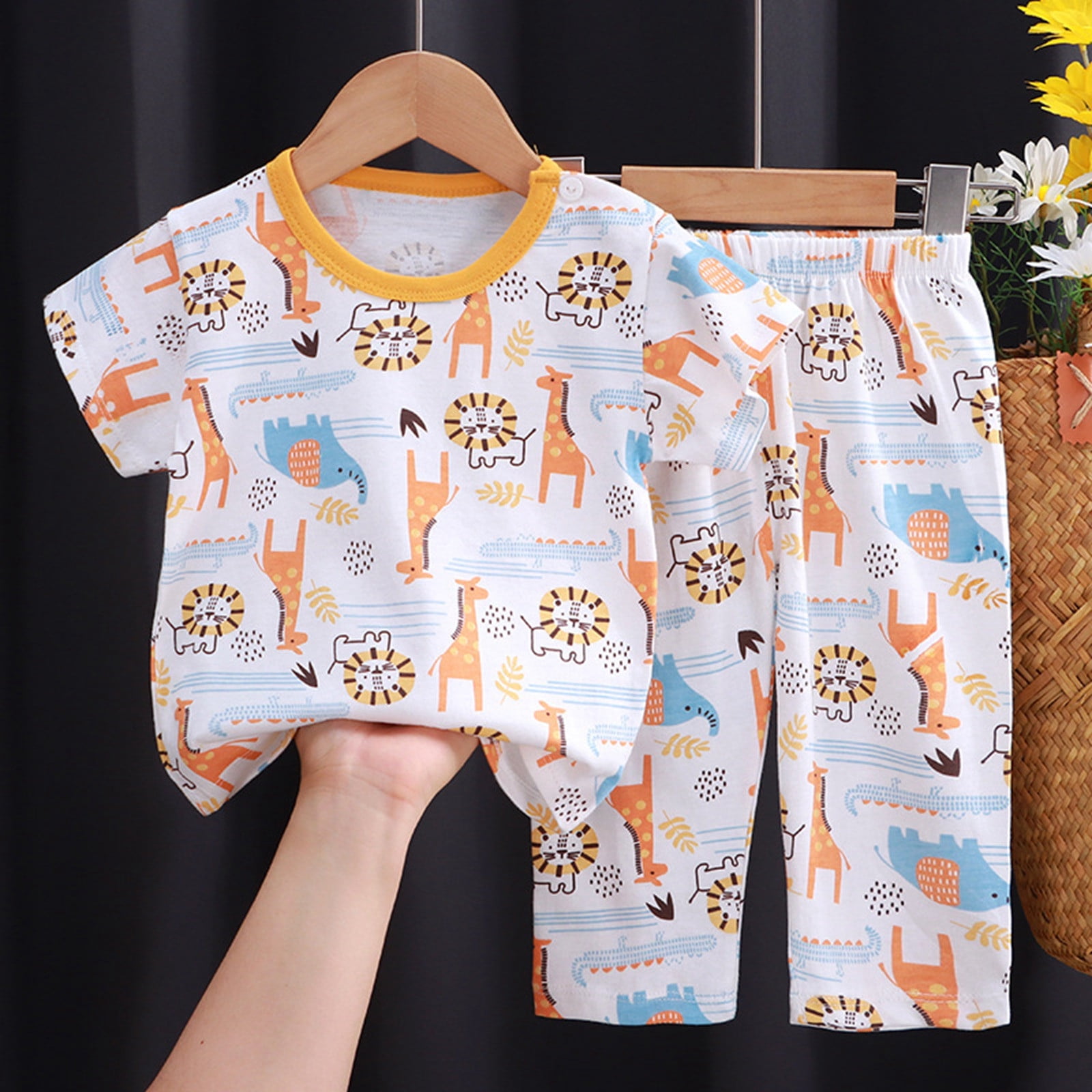 Hpapadks Baby Boy Outfit Shoulder Buttons Short Sleeve Dinosuar Print T ...