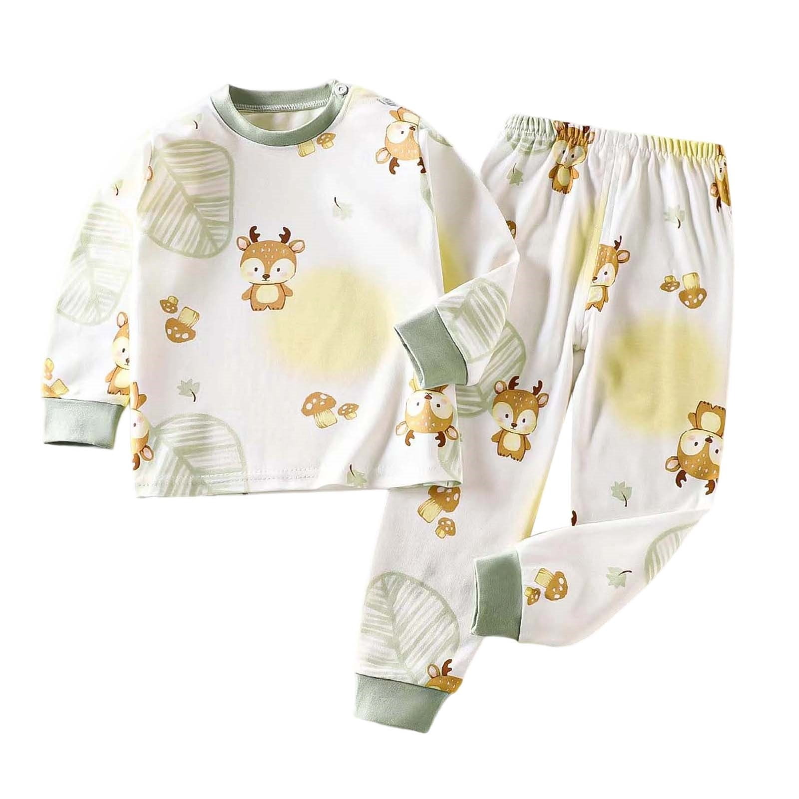 Hpapadks Baby Girl Pajamas Long Sleeve Full Cartoon Open Shoulder ...