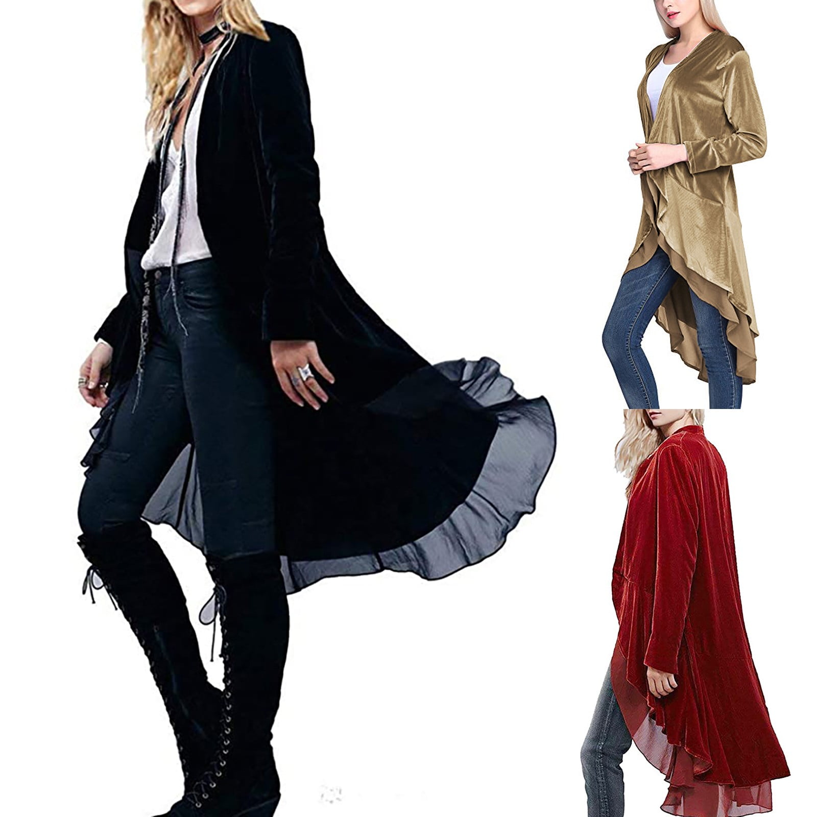 Hpapadks Blazers for Women Ruffled Asymmetric Long Sleeve Solid Long ...