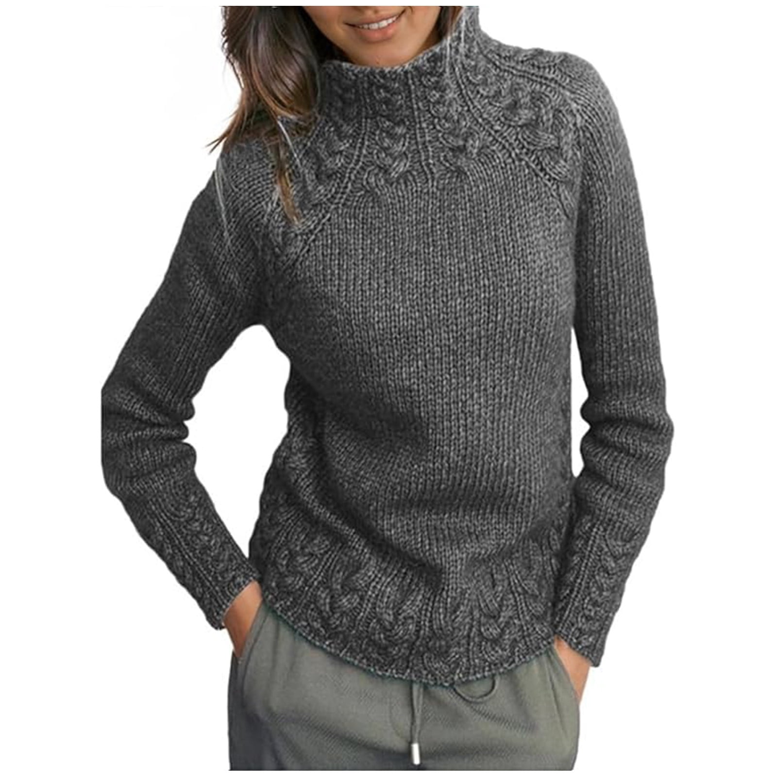 Hpapadks Fall Sweaters for Women Neck Knit Sweaters Fall Long Sleeve ...