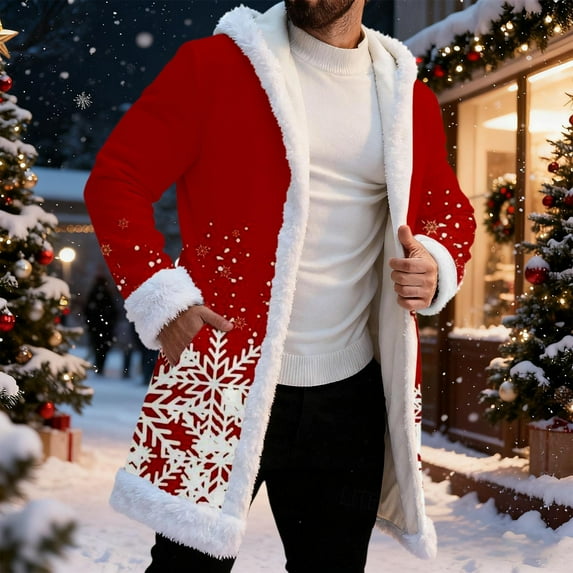 Hpapadks Funny Christmas Men's Long Cardigan Hoodies Winter Themed ...