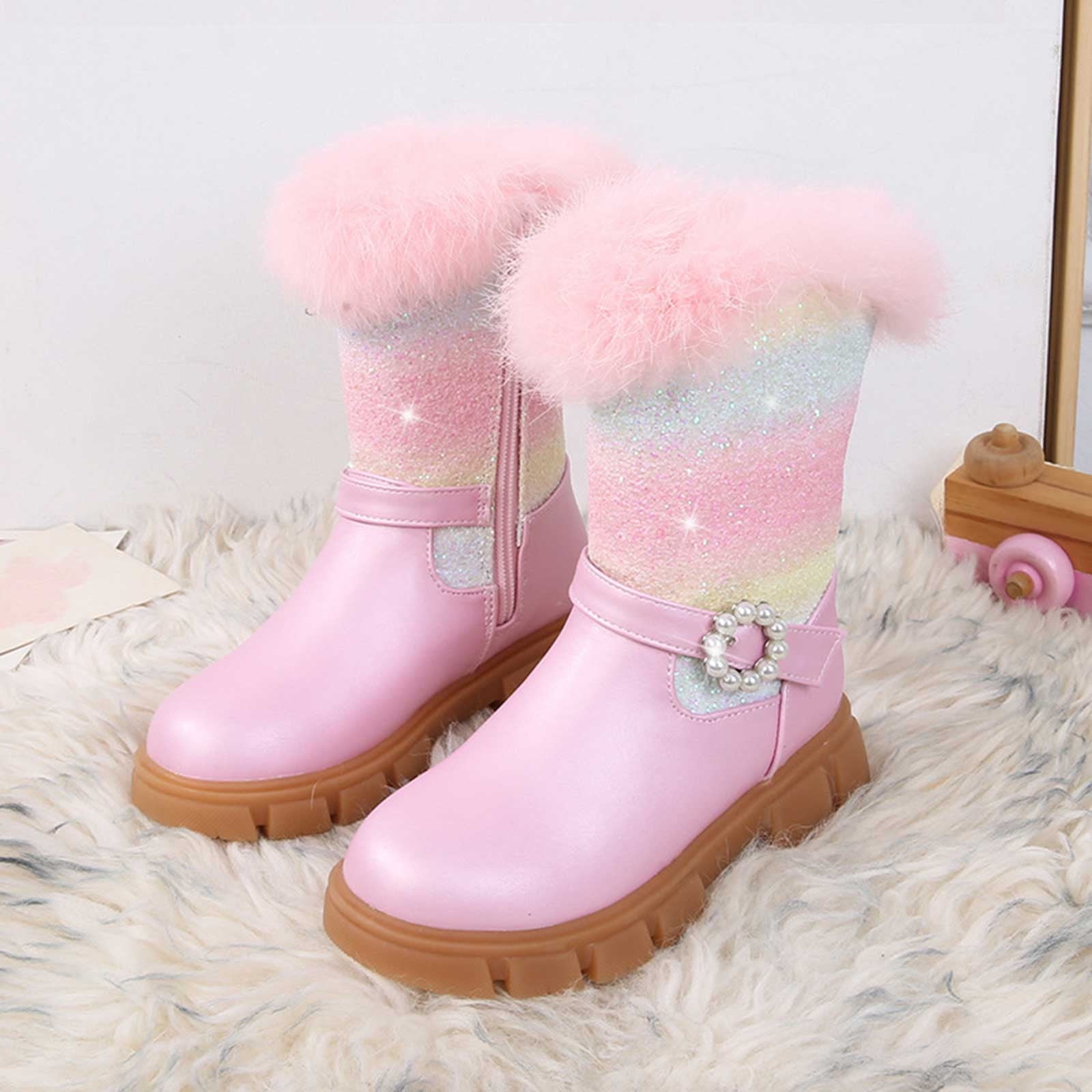 Hpapadks Girl Snow Boots Fall Winter Rainbow Fashion Cute Outwear High ...