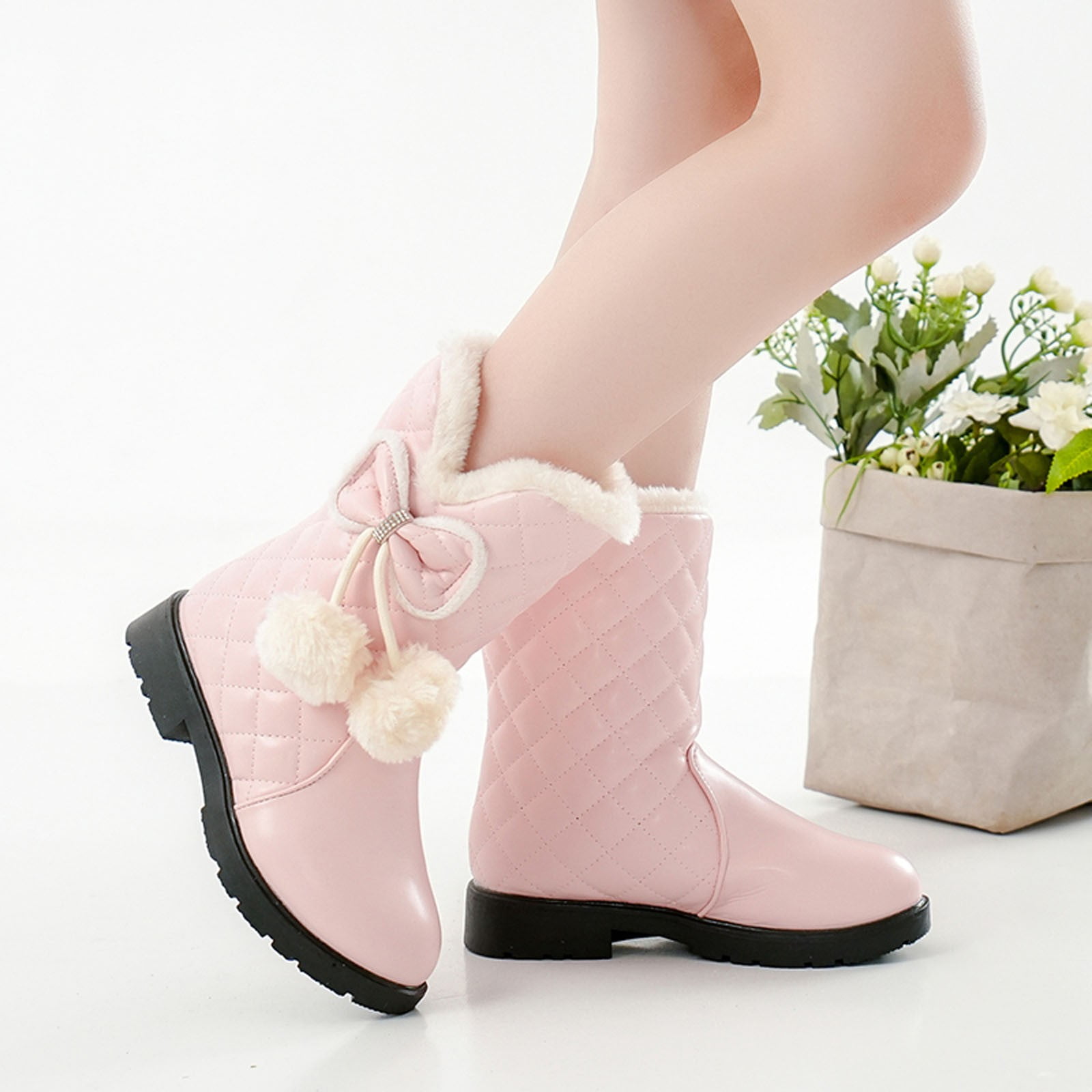 Hpapadks Girl Snow Boots Fall and Winter Snow Shoes Thick Soles Non ...