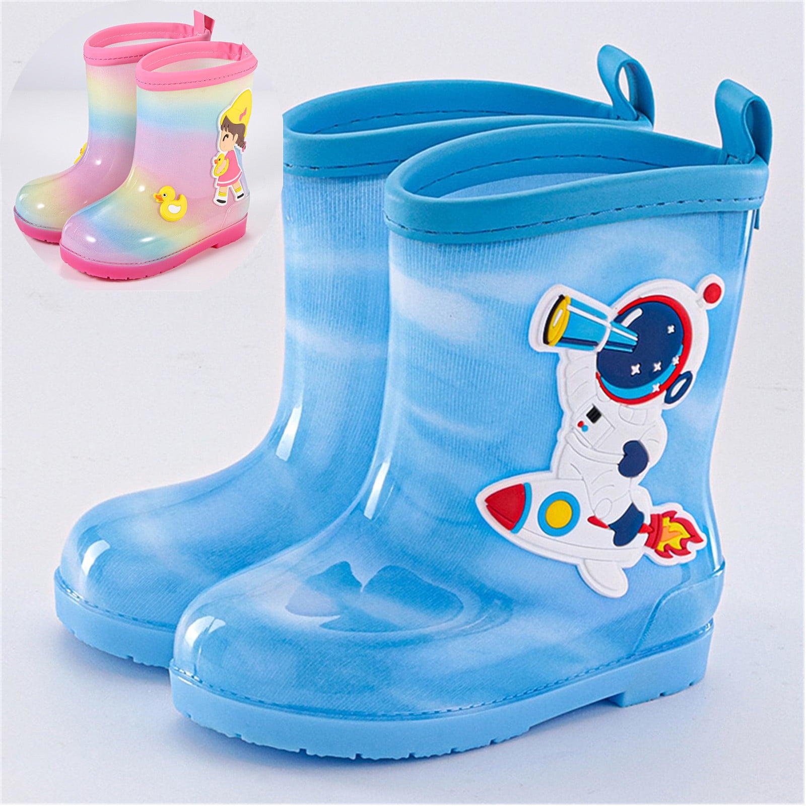 Hpapadks Girls Rain Boots Galoshes Cartoon Mid Calf Waterproof Water ...