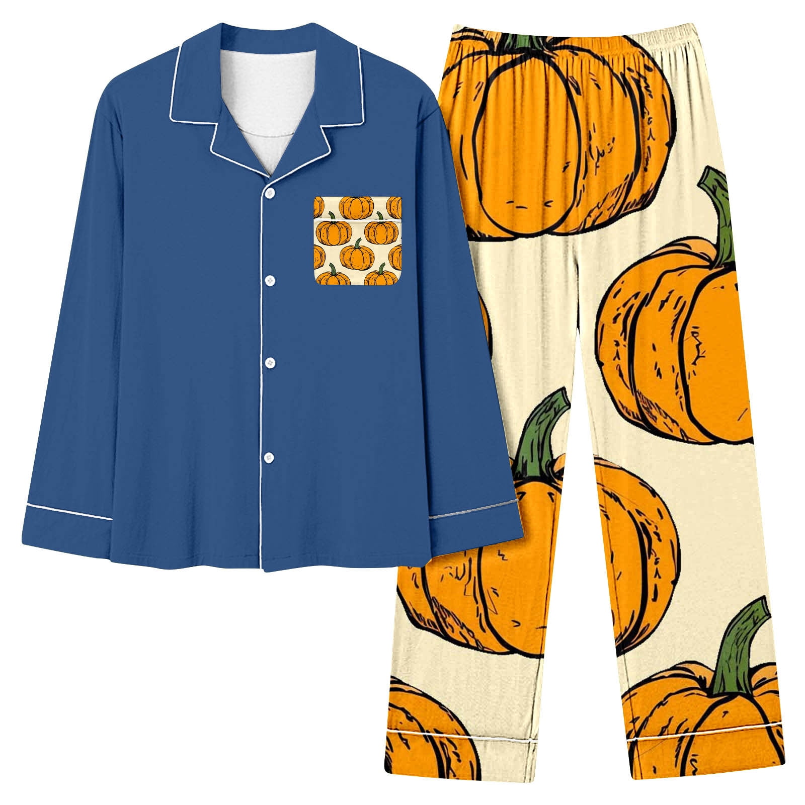 Hpapadks Halloween Womens Pajamas Set Graphic Long Sleeve Button Down ...