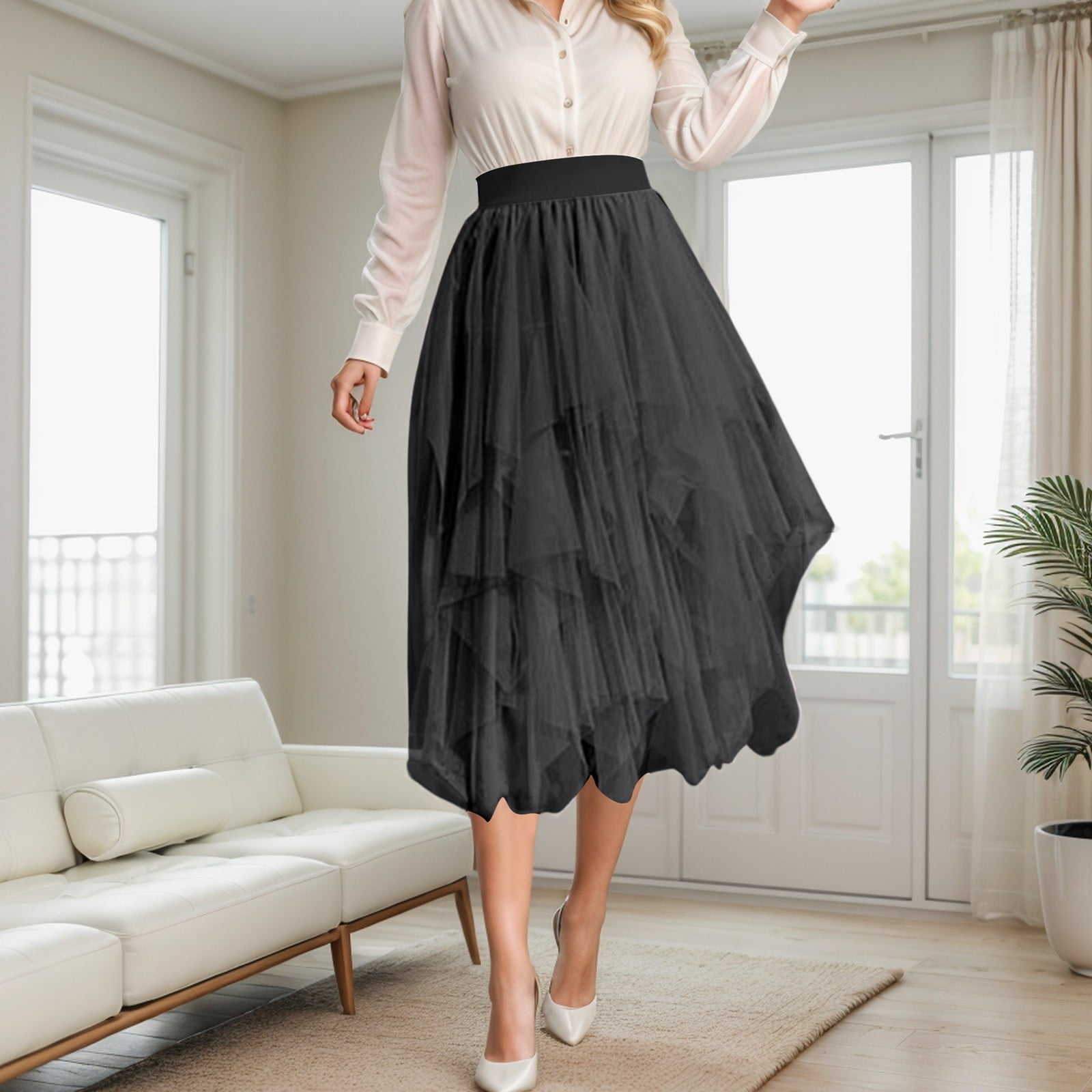 Hpapadks Holiday Skirts for Women Irregular Medium Length High Waist ...