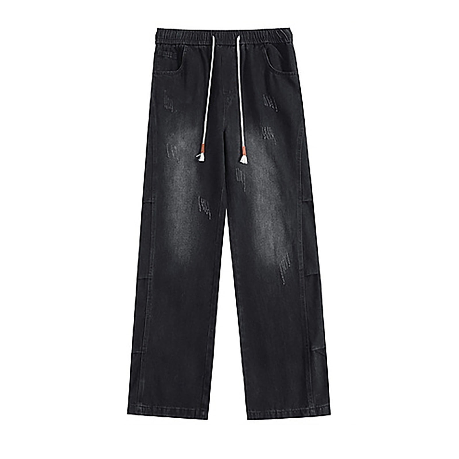 Hpapadks Jeans for Men Washed Vintage Print Casual Straight Leg Slim ...