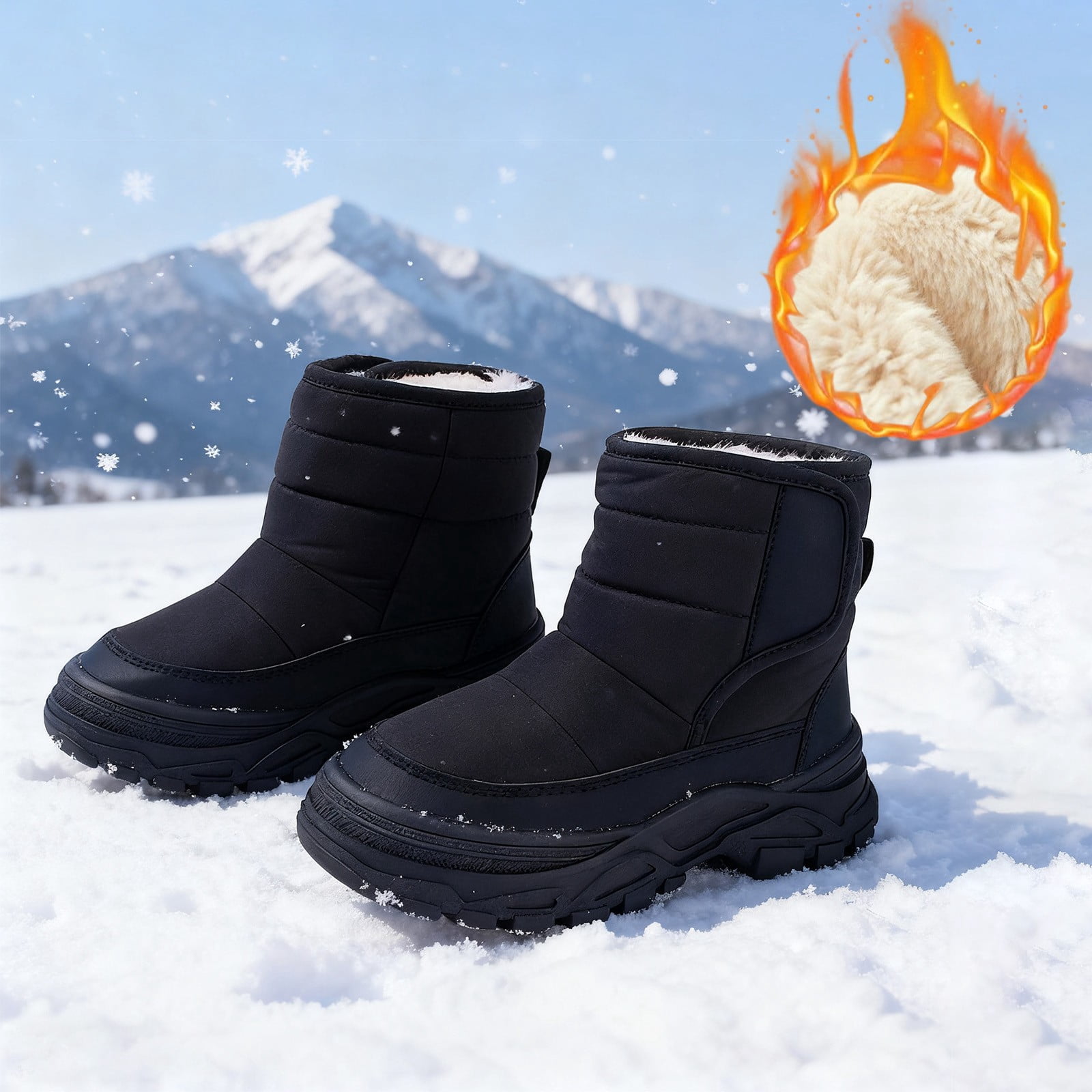 Hpapadks Kids Snow Boots Winter Warmth Cozy Lined Insulation and ...