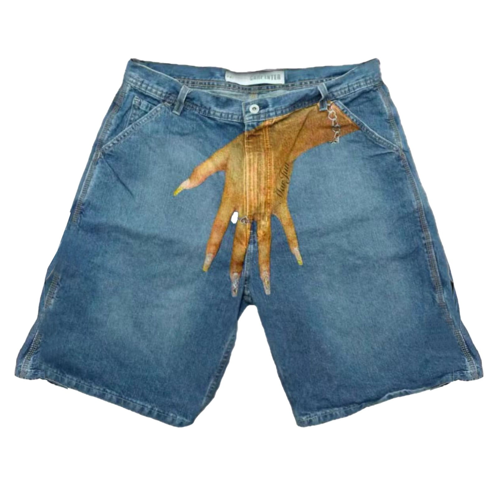 Hpapadks Men Jean Shorts Loose Fit Finger Print Casual Denim Bermuda ...