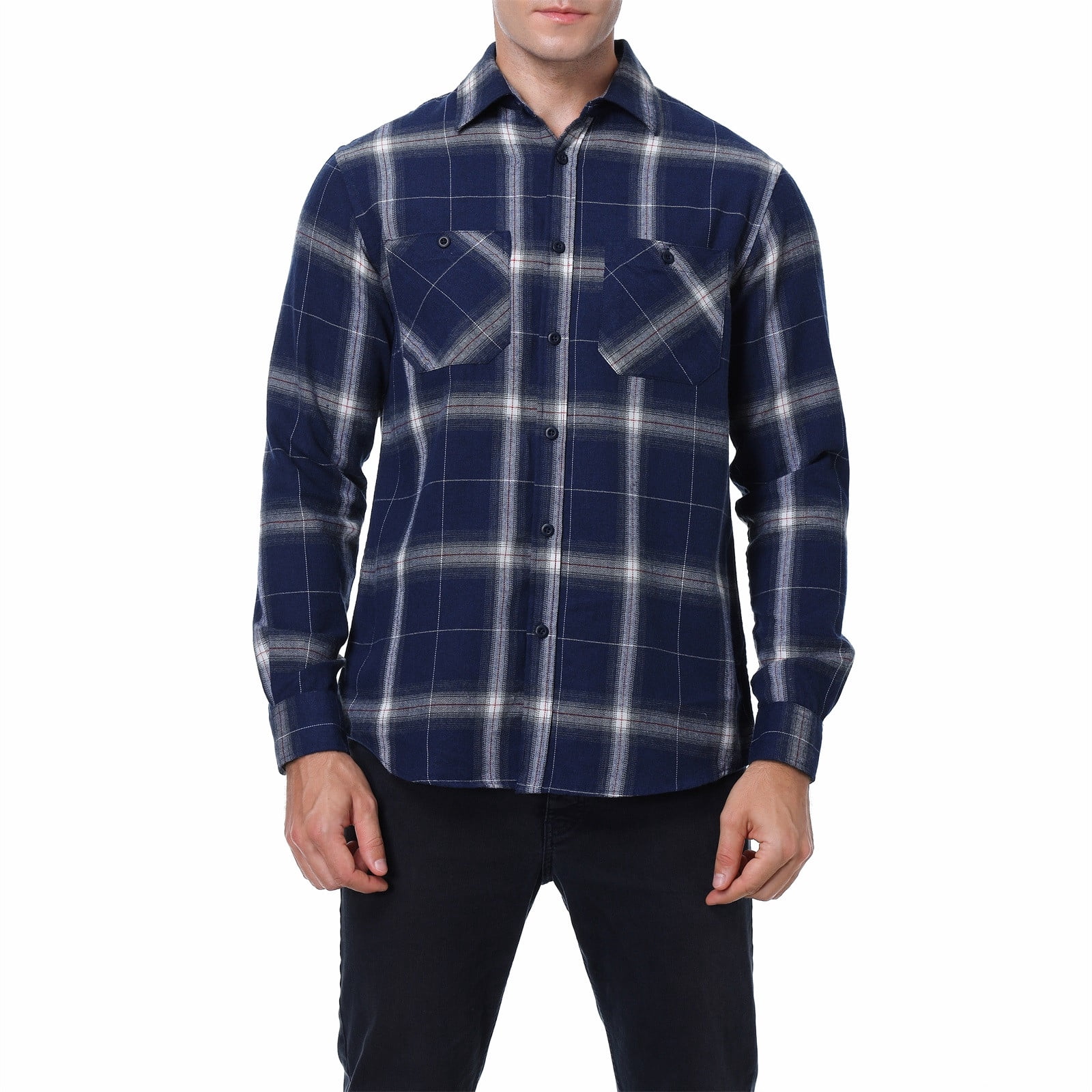 Men Shirts Casual Loose Fit Business Casual Flannel Checkered Soft ...