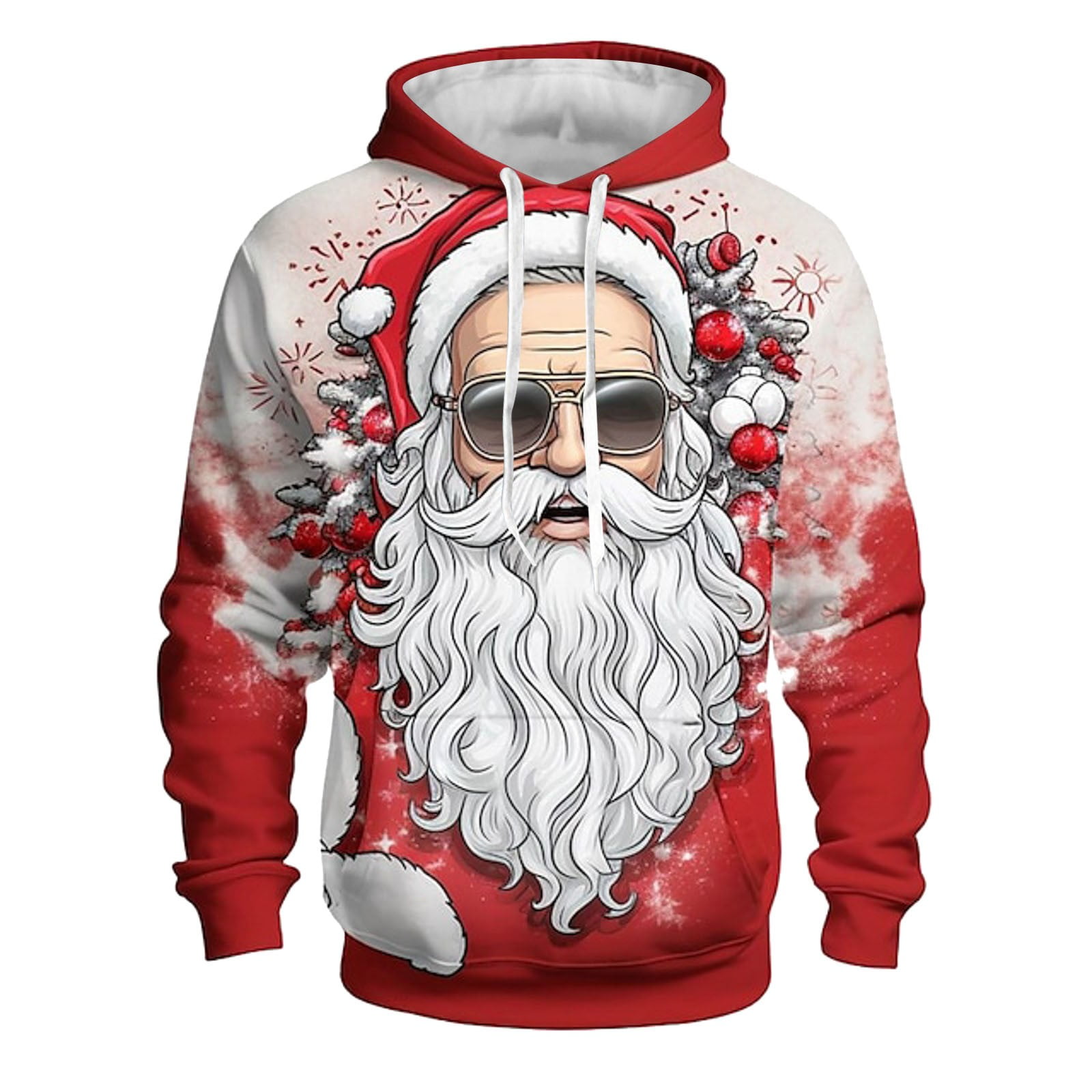 Hpapadks Mens Hoodies Christmas Cartoon 3D Santa Print Hoodies Pullover ...