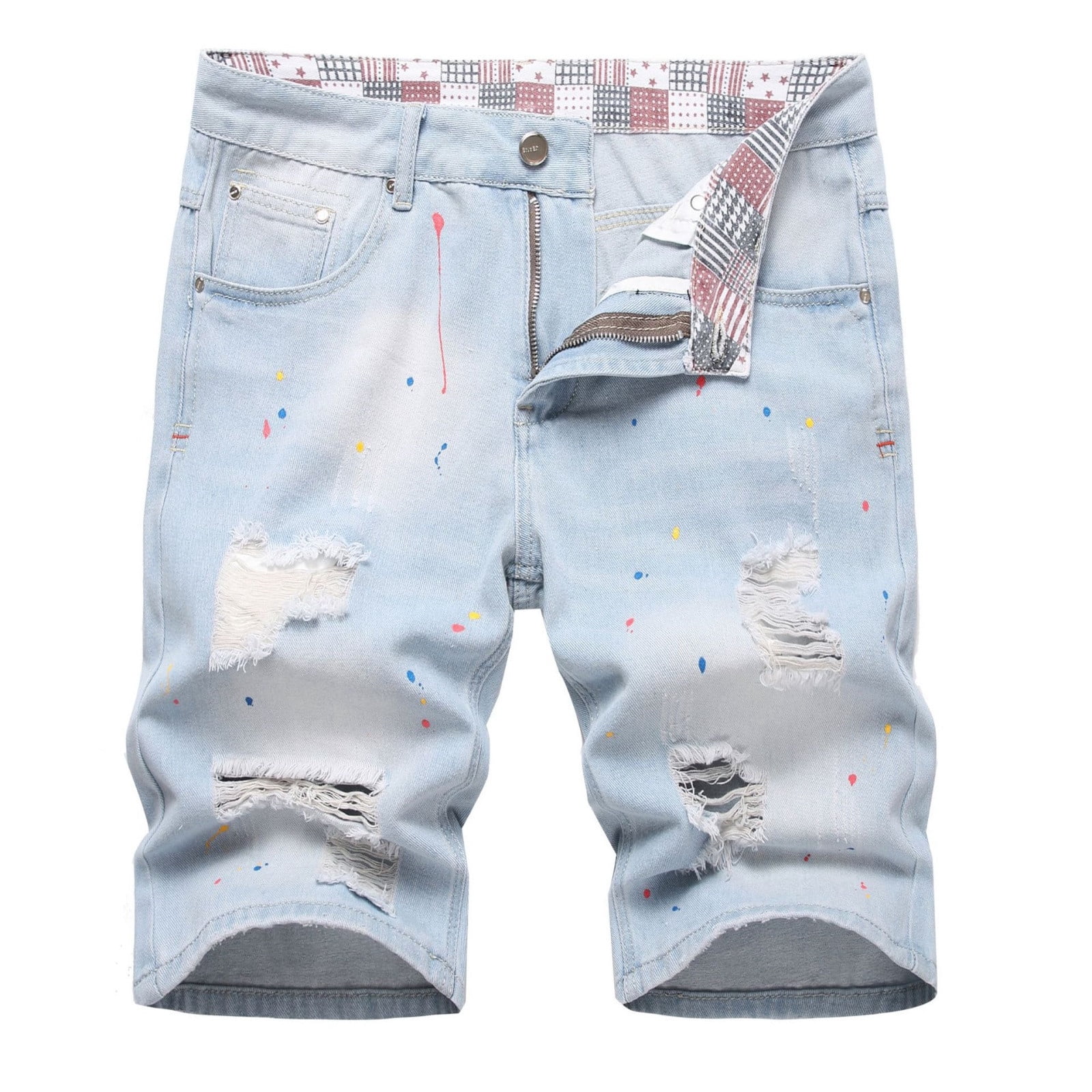 Hpapadks Mens Jeans Shorts Classic Ripped Stretch Slim Fit Denim ...