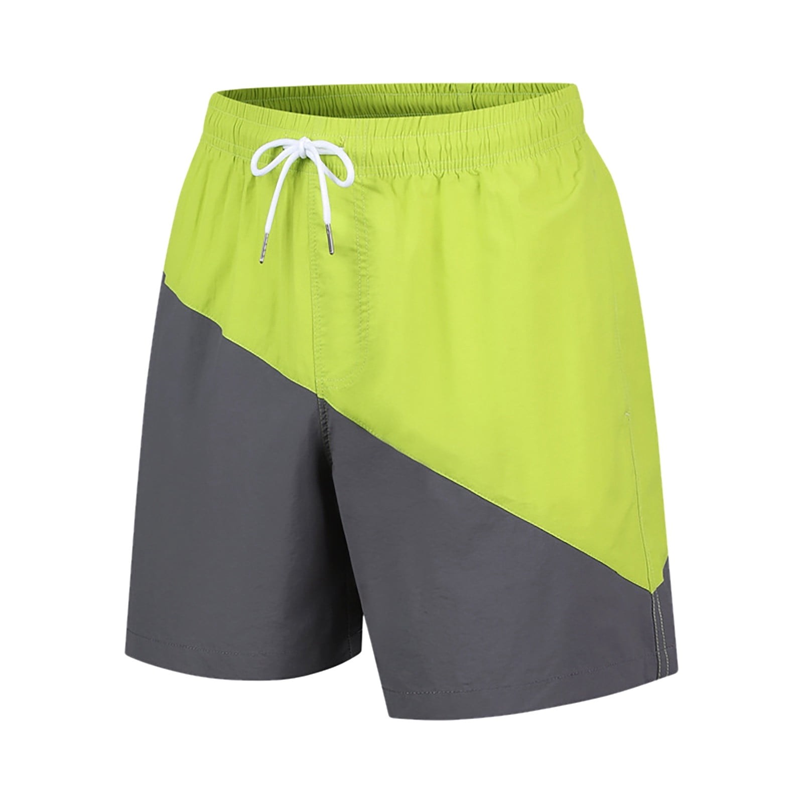 Hpapadks Mens Swim Trunks Summer Sports Fitness Color Block Drawstring ...