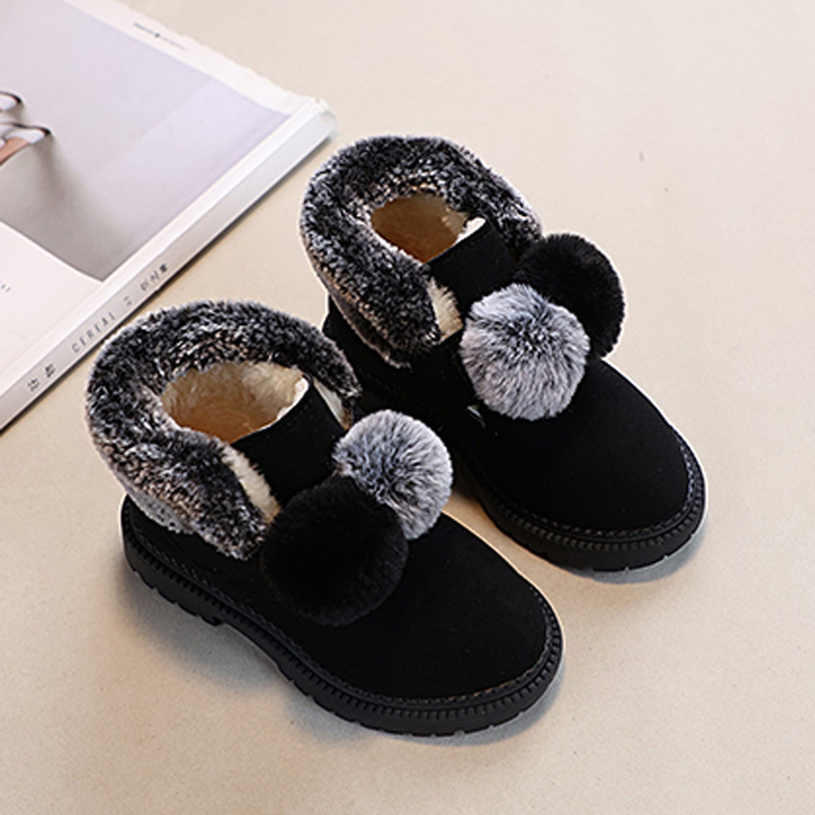 Hpapadks Snow Boots for Girls Fall and Winter Snow Shoes Thick Soles ...