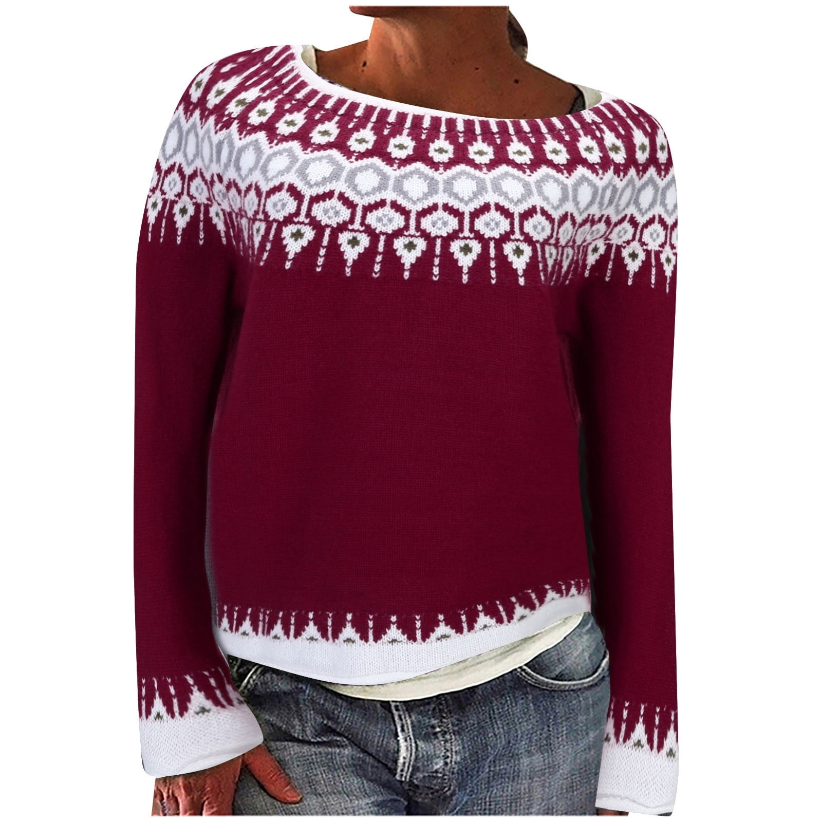 Hpapadks Sweaters for Women Trendy Oversized Knit Sweaters Crewneck Long Sleeves Trendy Pullover ...