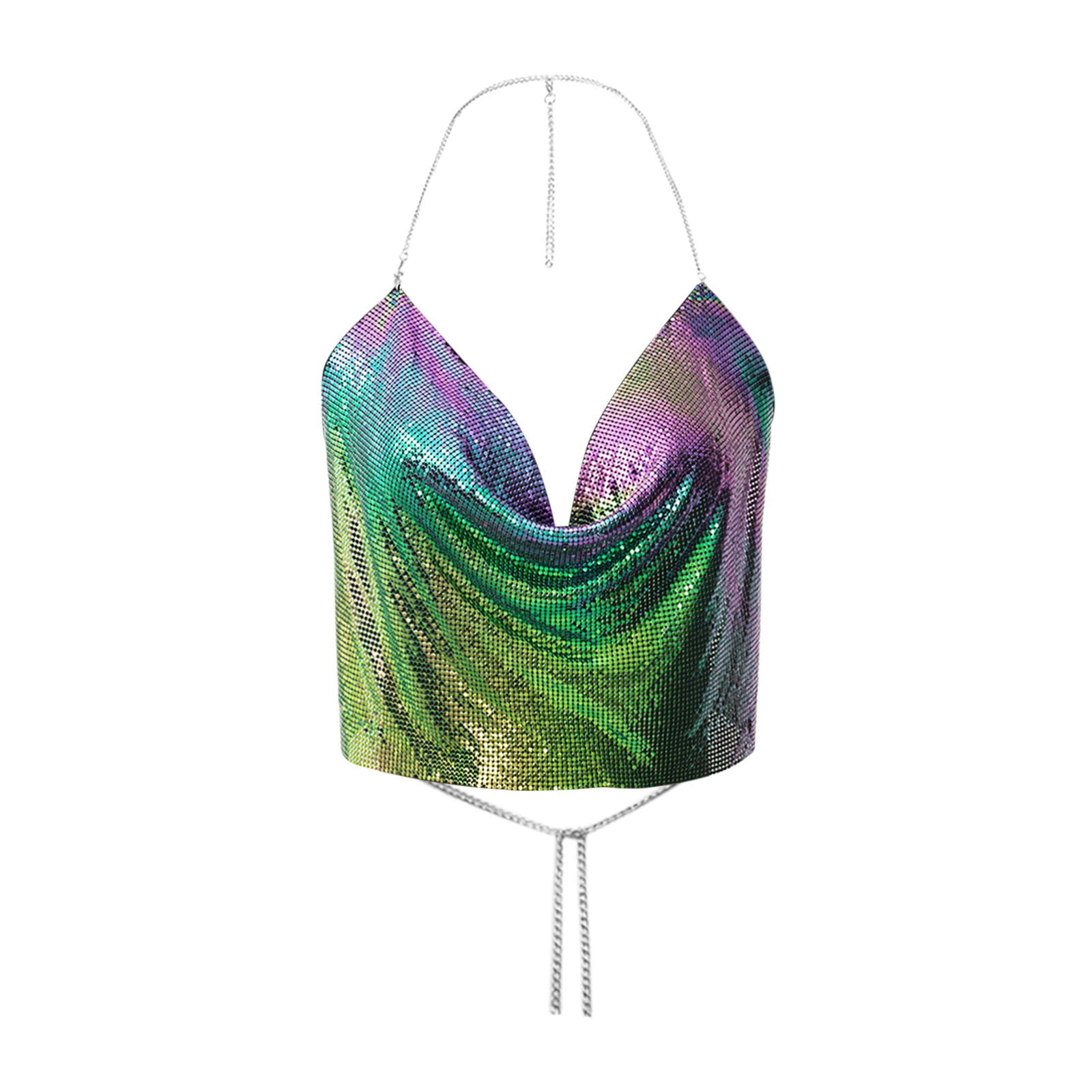 Hpapadks Tank Top for Women Chain Beading Sleeveless Backless Halter ...
