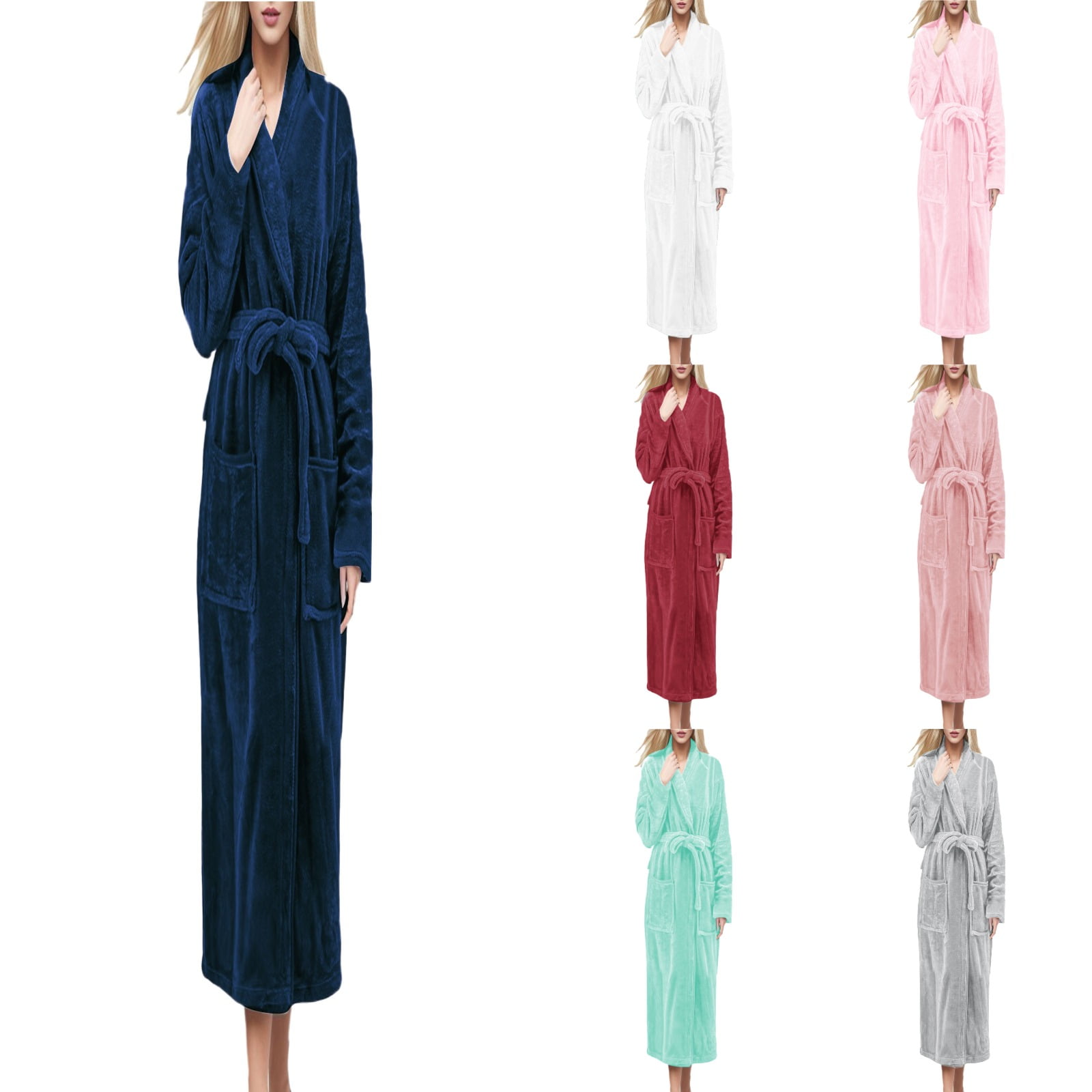 Hpapadks Women Robe Robes Long Cotton Cloth Robes Plus Size Bathrobe ...