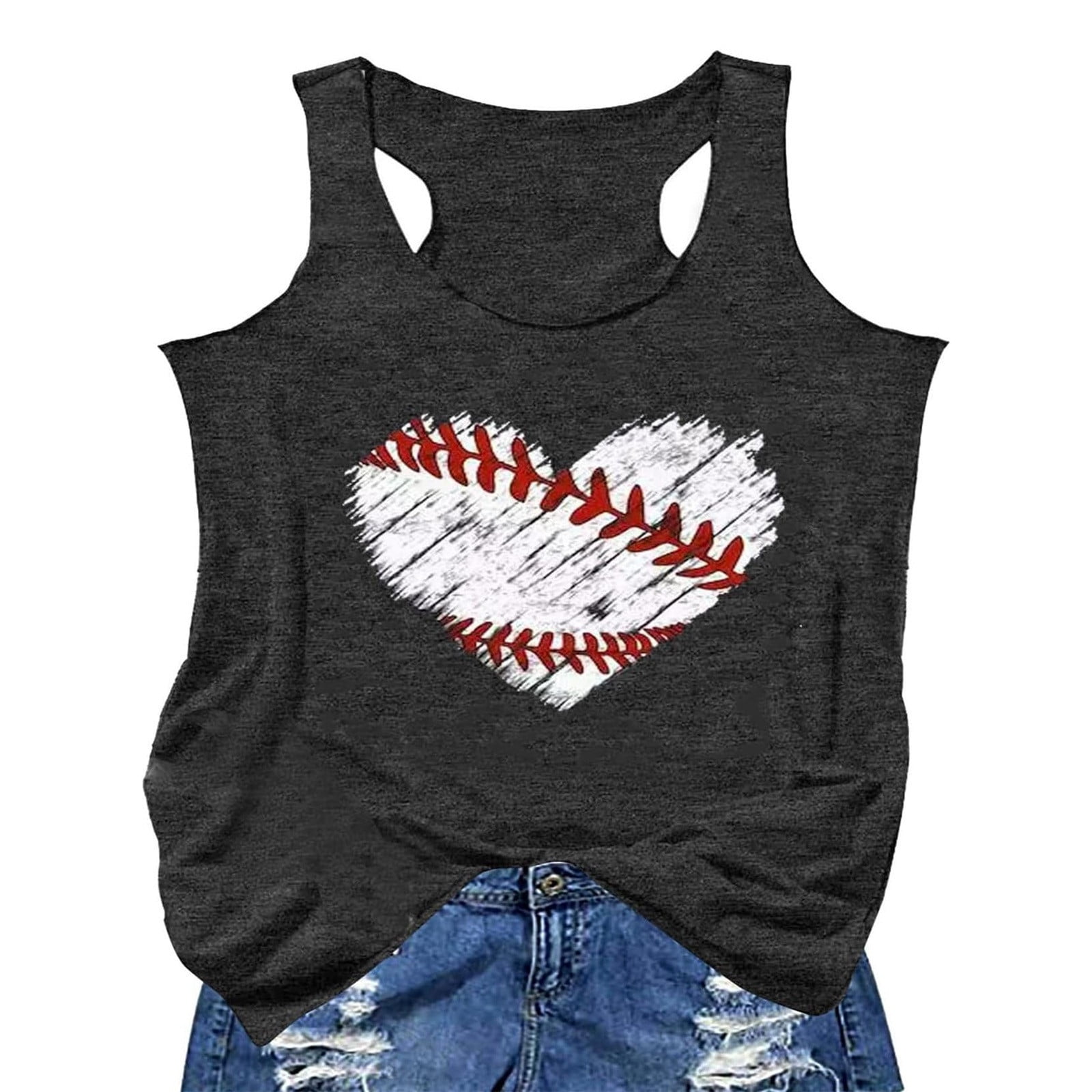 Hpapadks Women Tank Tops Crew Neck Comfort Letter Printed Strap Tanks ...