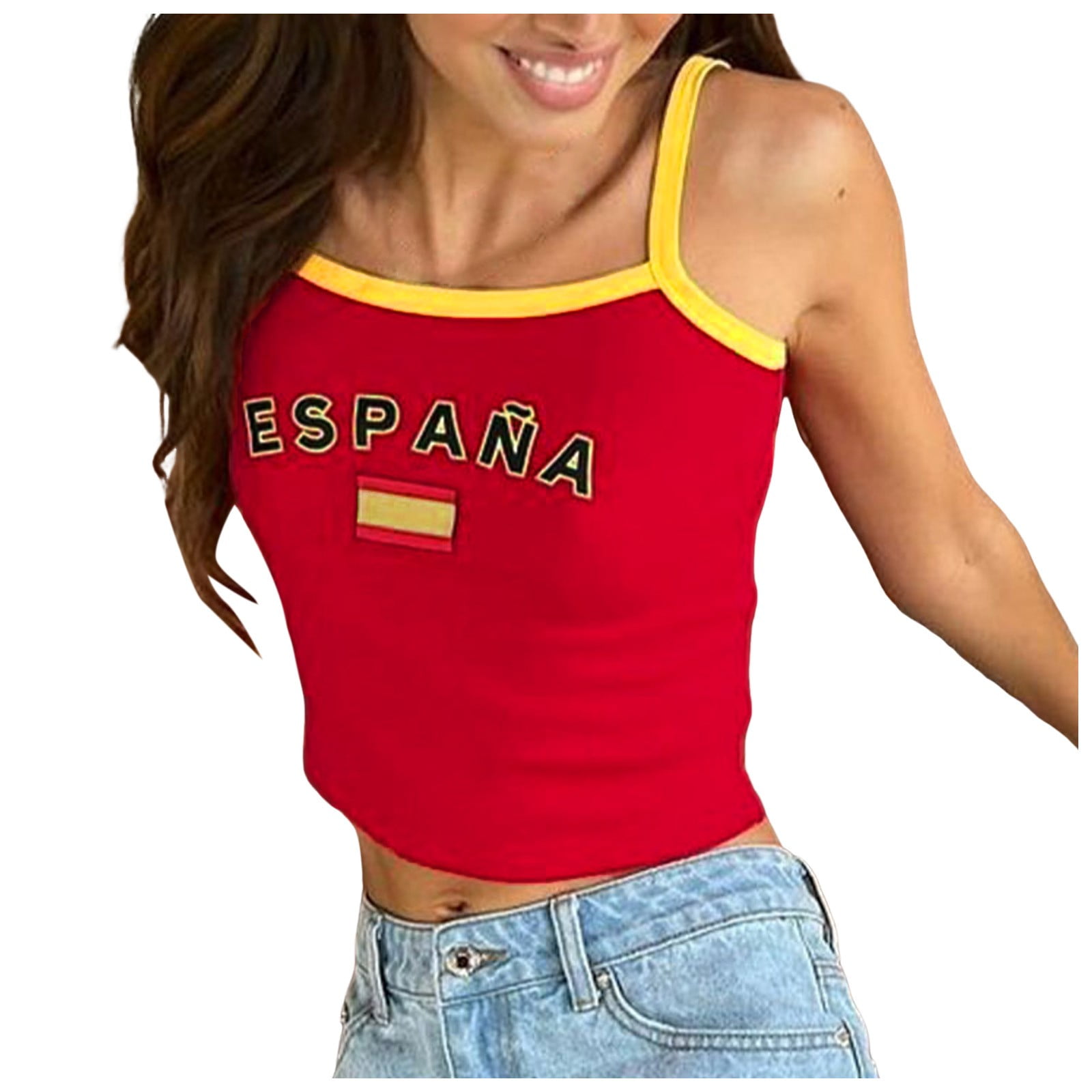 Hpapadks Women Tank Tops Sleeveless Brazil Crop Top Vintage 90S ...