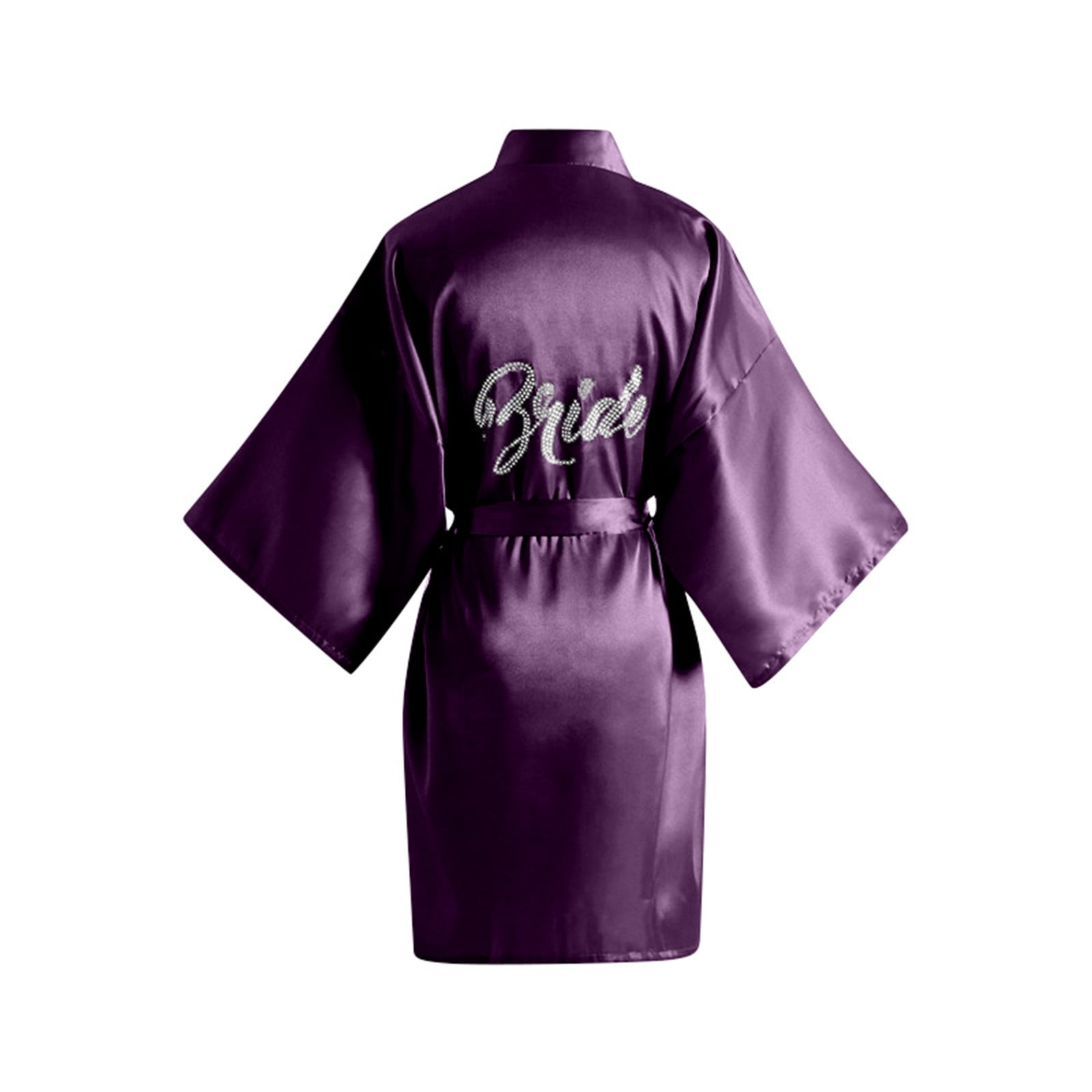 Hpapadks Women's Robes Elegant Solid Rhinestone Bride Bathrobe Silk ...