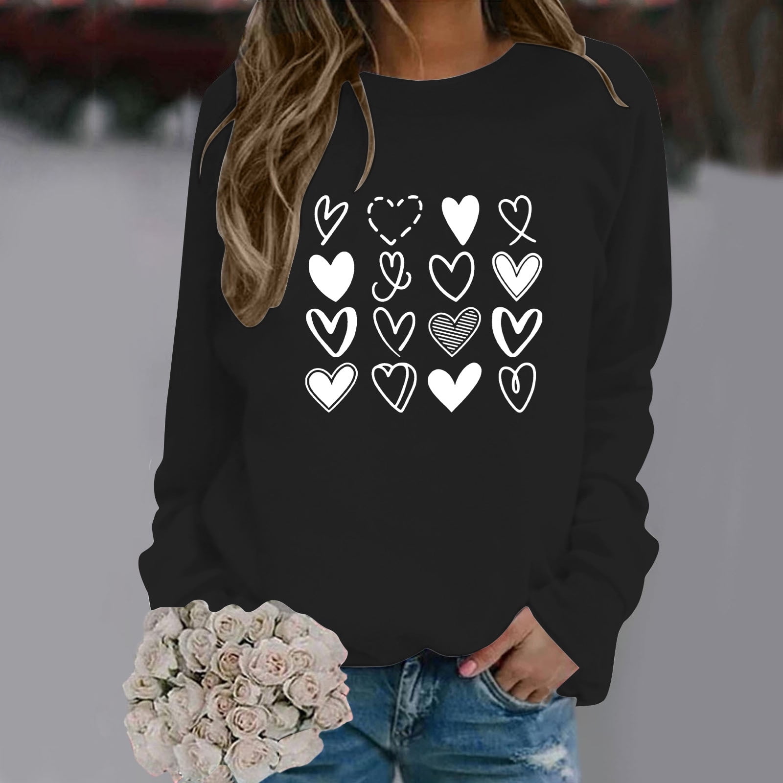 Hpapadks Women's Sweatshirts Casual Valentine's Day Heart Graphic ...