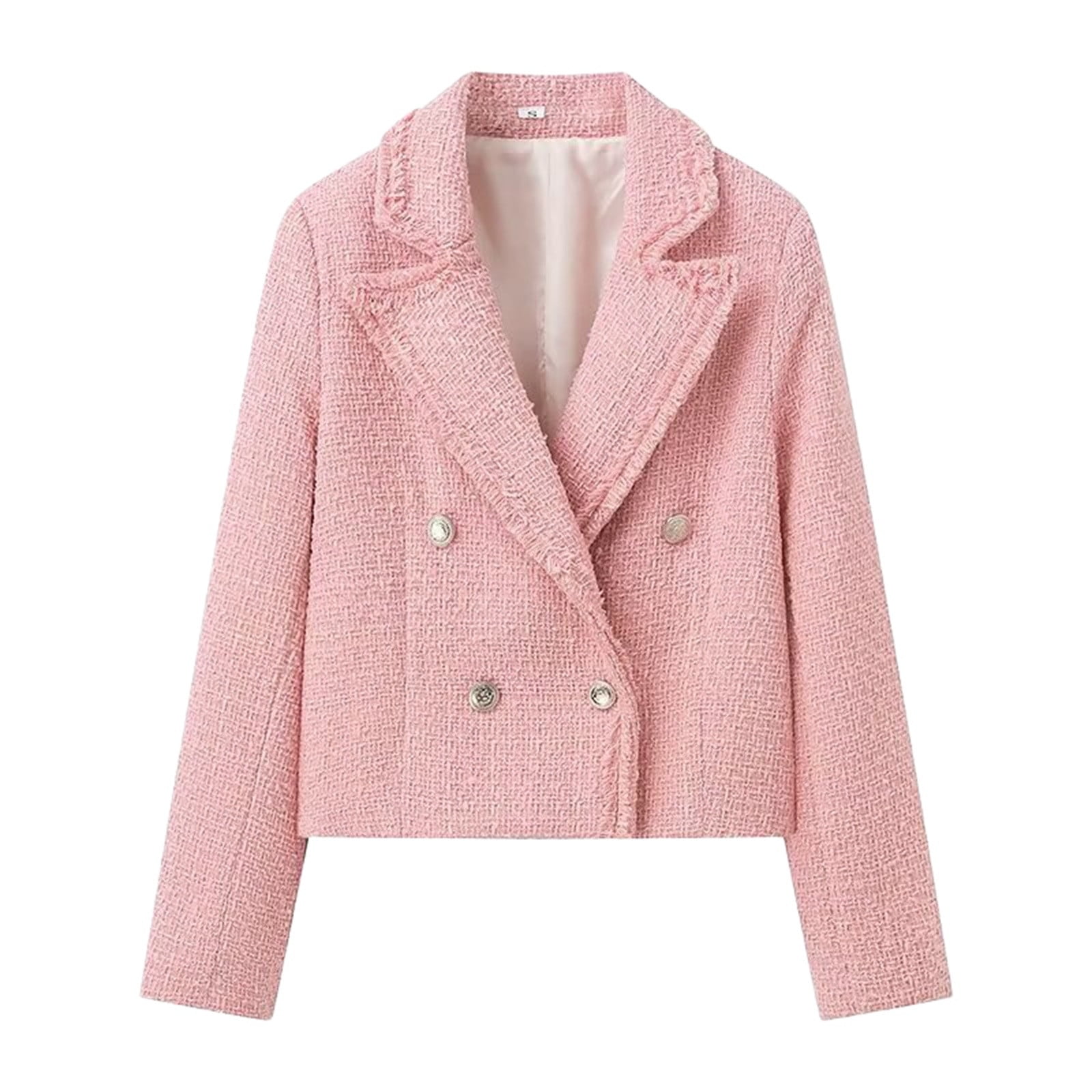 Hpapadks Womens Blazer Long Sleeve Solid Texture Coarse Double Buckle ...