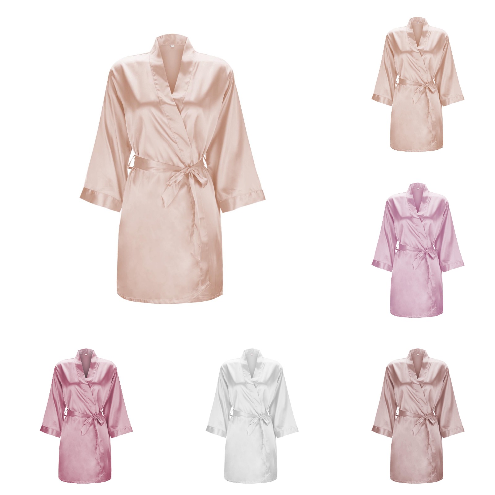 Hpapadks Womens Robes Solid Color Light Bathrobe Wedding Dress Makeup ...