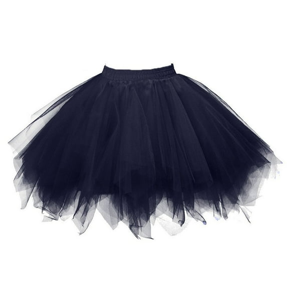 Hpapadks Womens Skirt Solid Color Pleated Dancing Mesh Tutu Skirt black ...